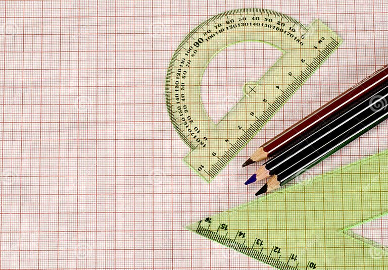 Graph Paper with Drawing Material Stock Image - Image of draw, drawing ...