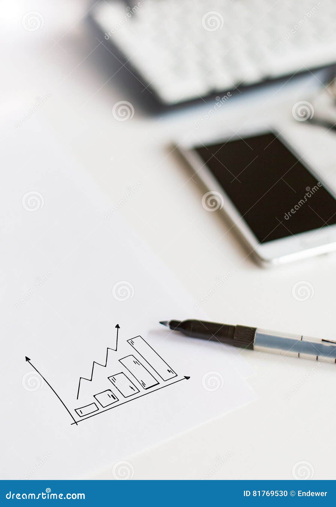Graph Paper and a Pen on the Desktop Stock Photo - Image of drink ...