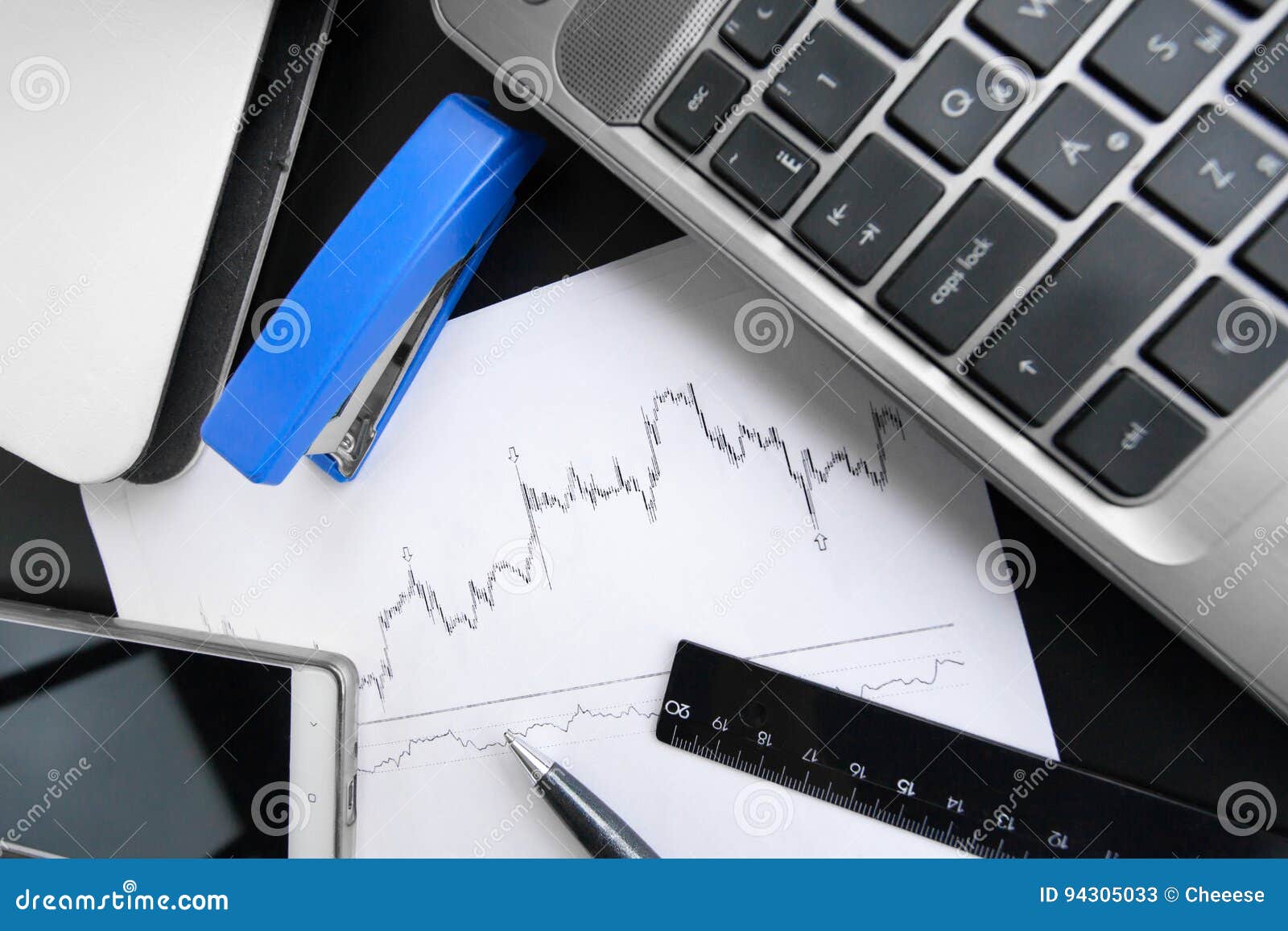 Graph Paper and a Pen on the Office Table Stock Image - Image of data ...