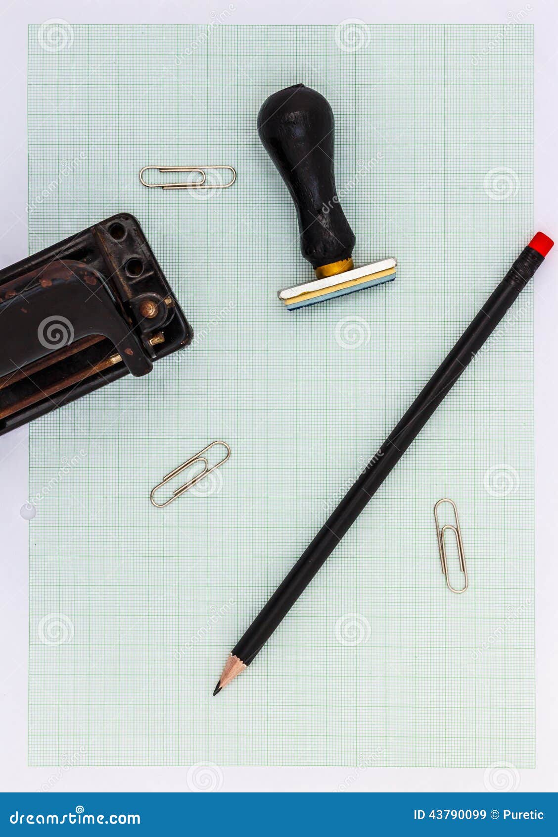 Graph paper with pencil stock image. Image of office - 43790099