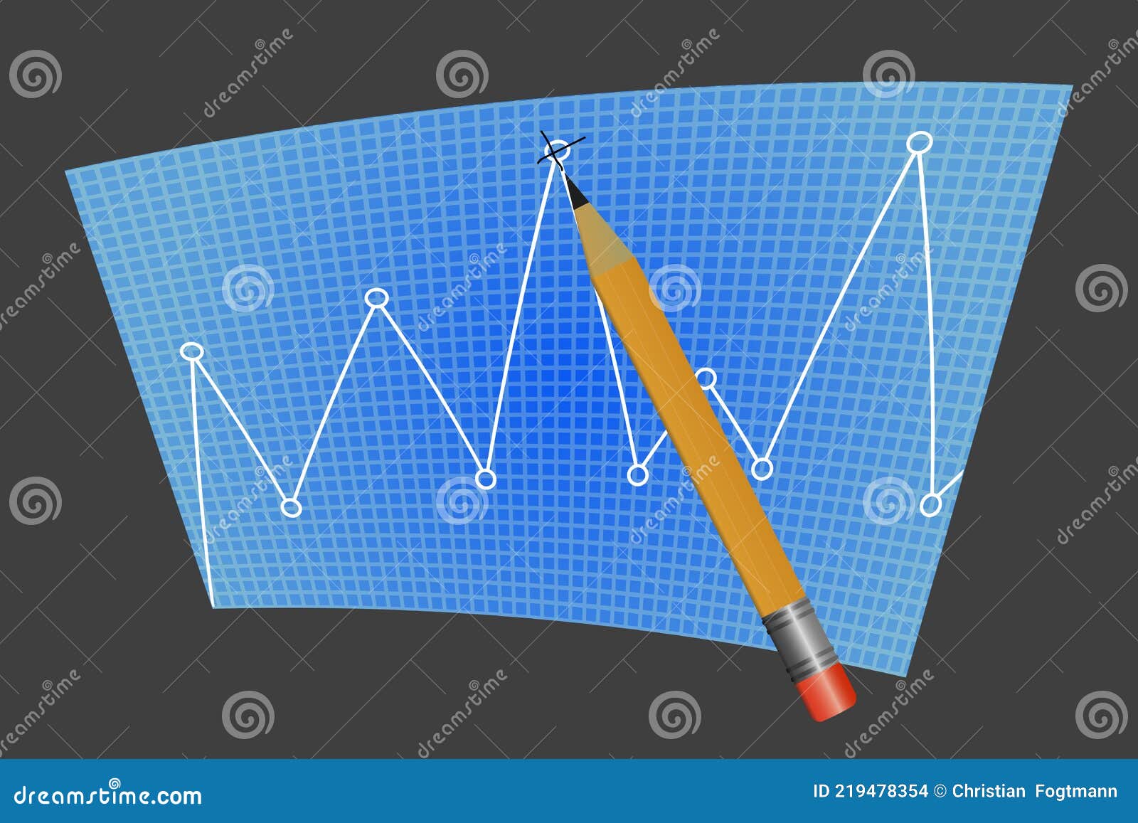 Graph Paper with a Pencil and Cross Stock Vector - Illustration of ...