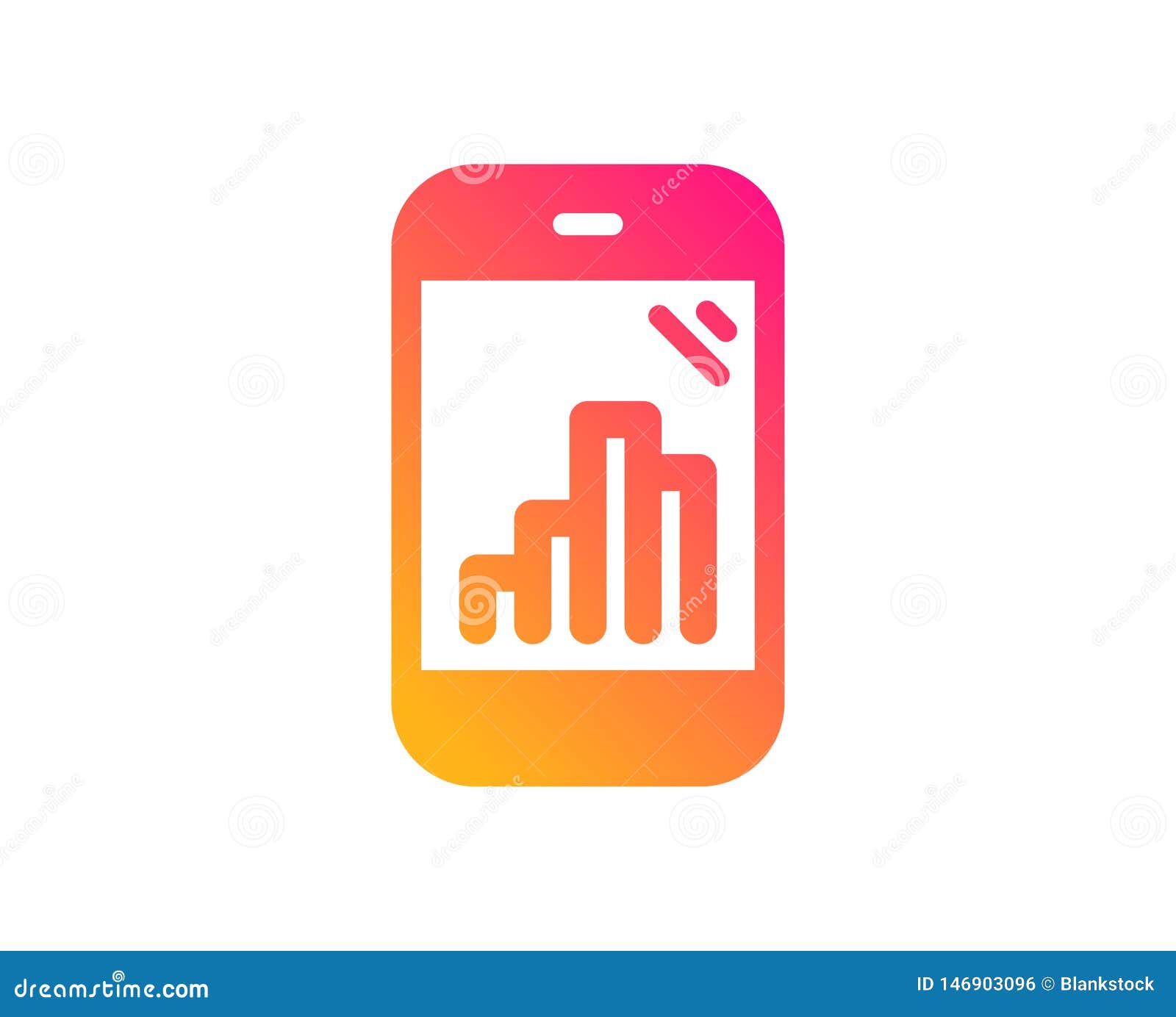 Graph Phone Icon. Column Chart Sign. Vector Stock Vector - Illustration ...