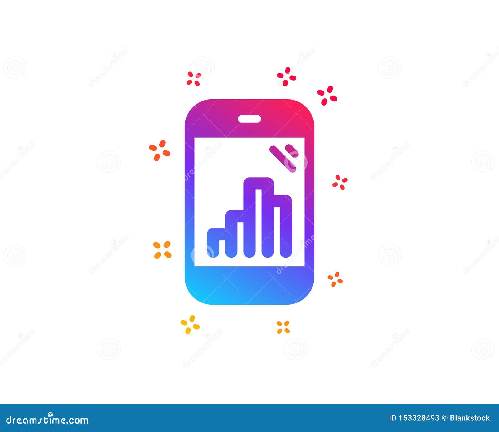 Graph Phone Icon. Column Chart Sign. Vector Stock Vector - Illustration ...