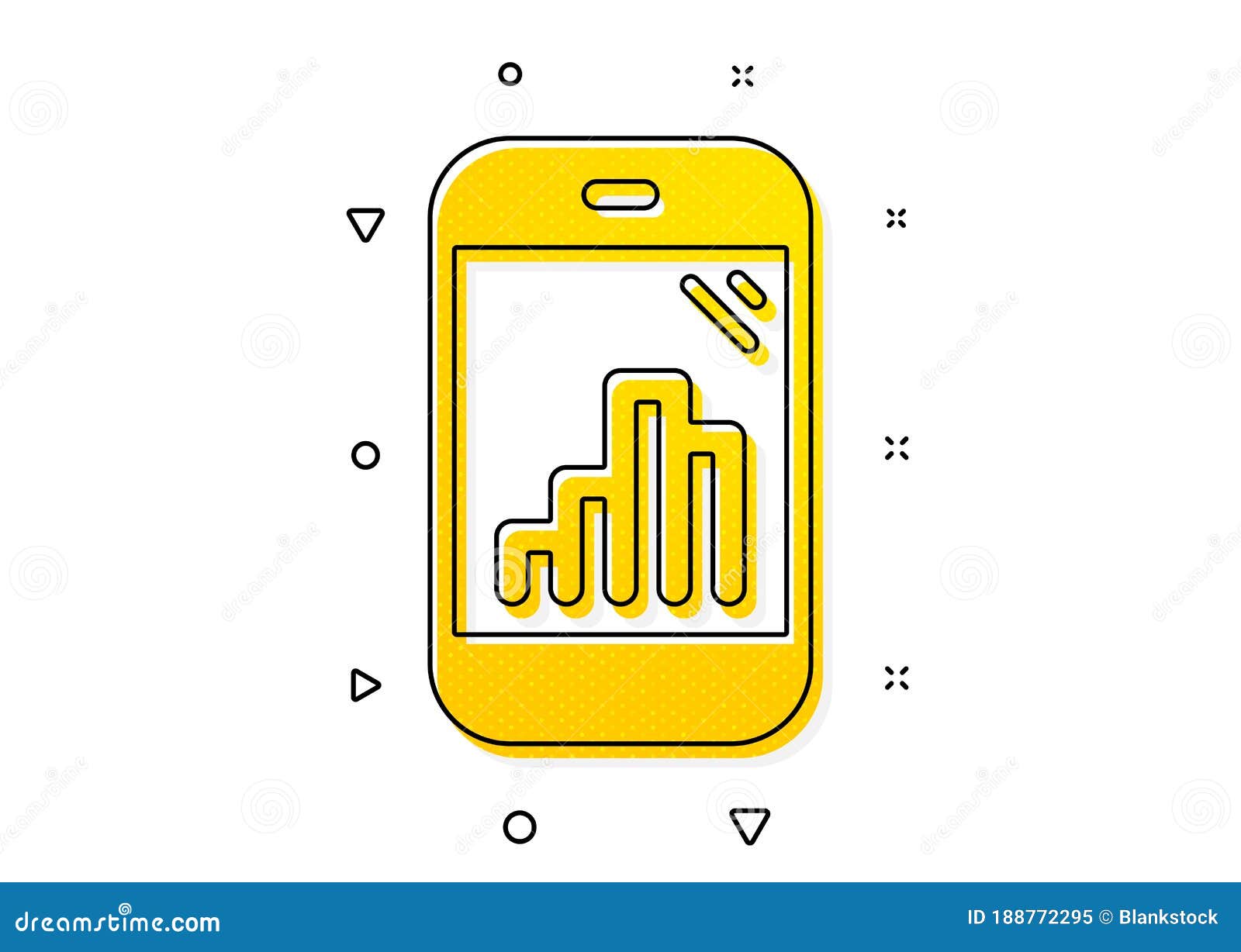 Graph Phone Icon. Column Chart Sign. Vector Stock Vector - Illustration ...