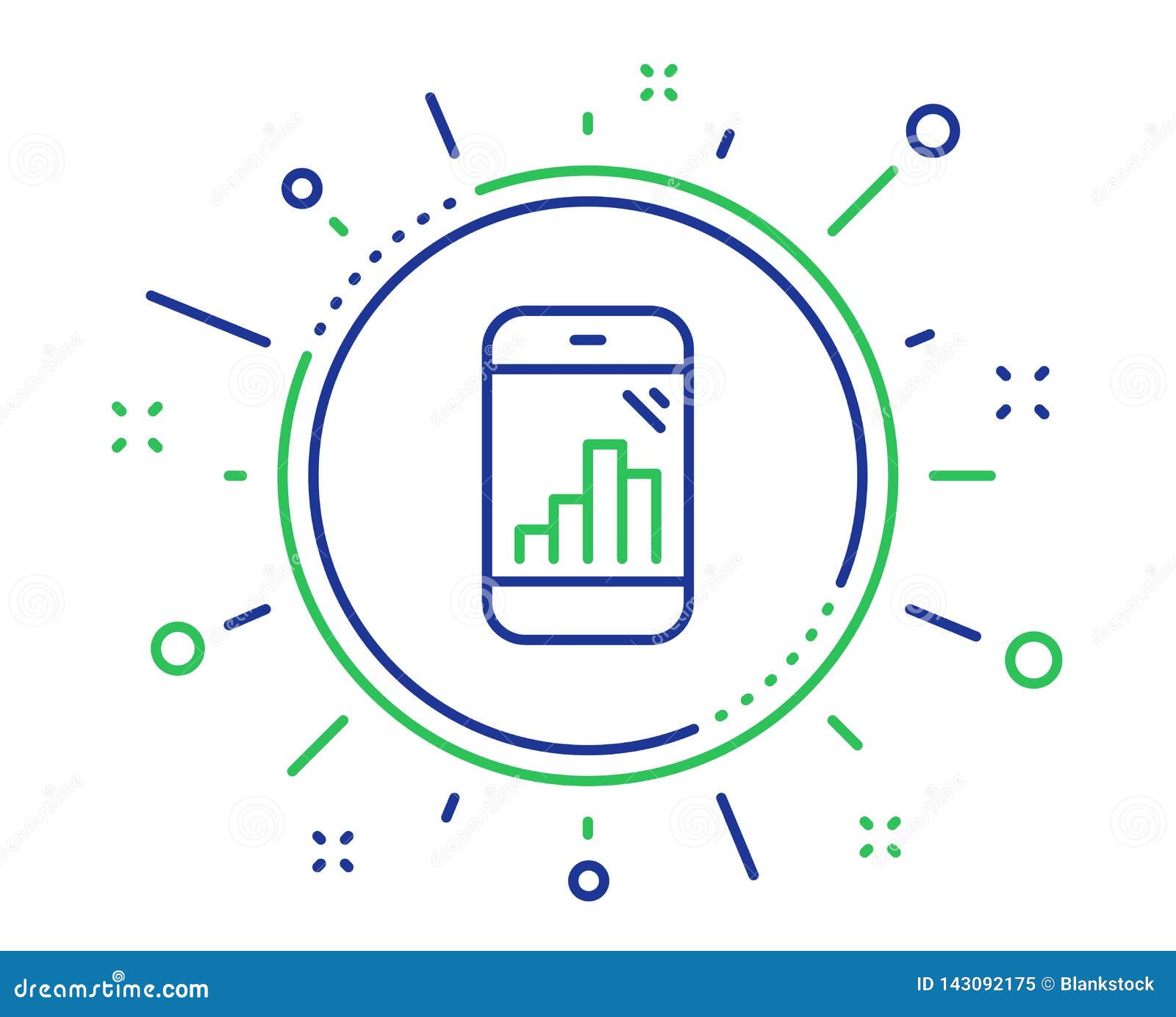 Graph Phone Line Icon. Column Chart Sign. Vector Stock Vector ...
