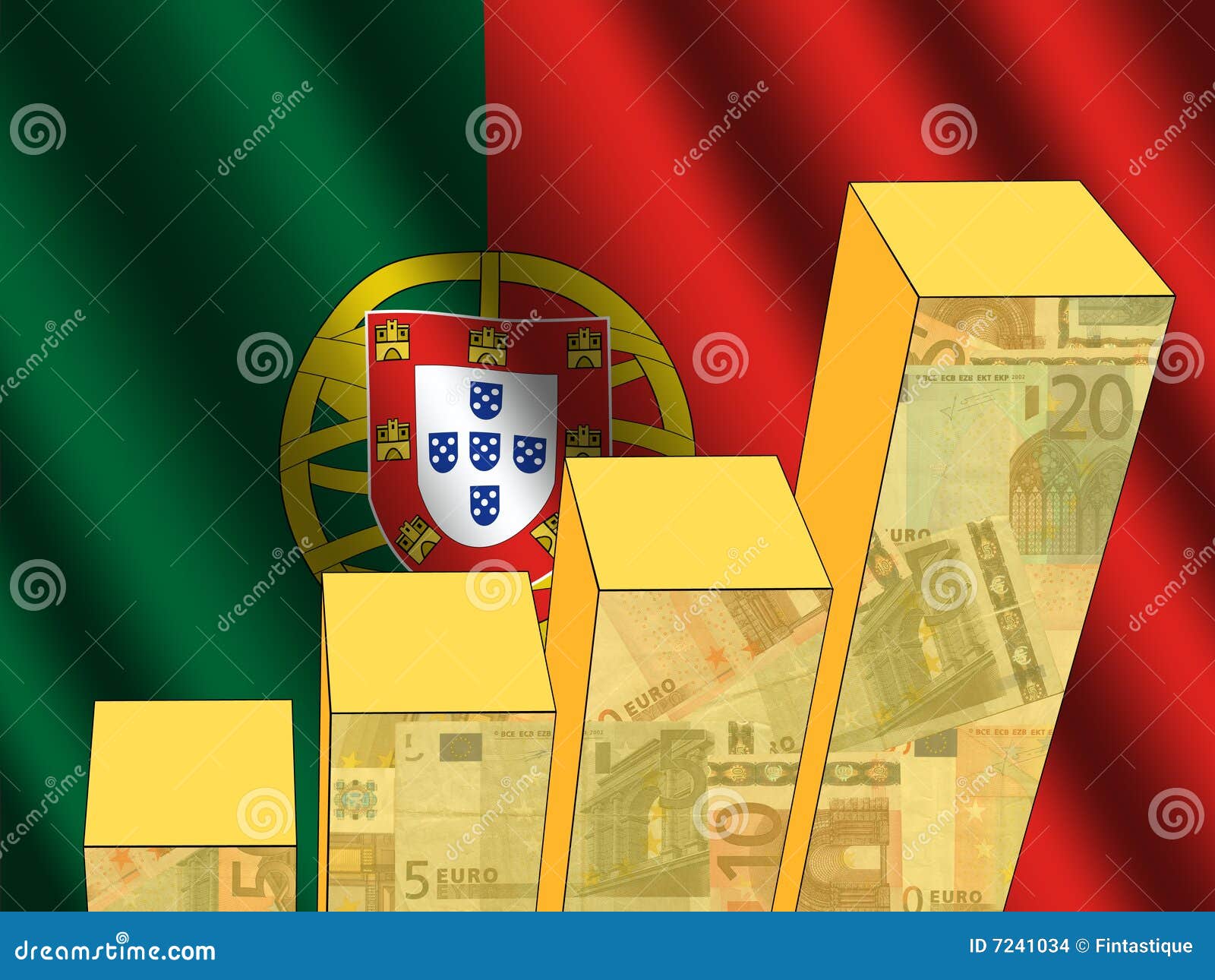 Graph with Portuguese flag stock illustration. Illustration of economy ...