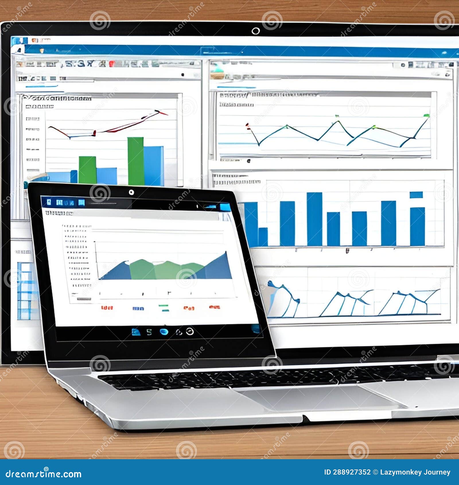 Graph Presentation on Laptop Screen for Business Working Stock Photo ...