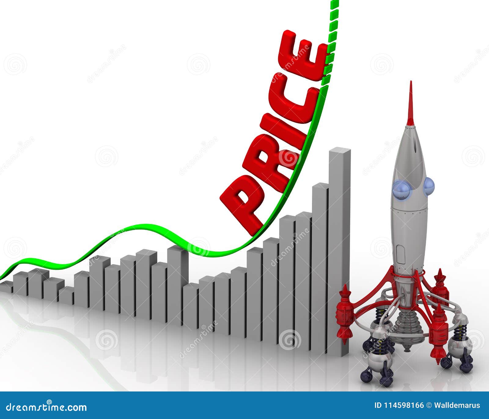 The graph of price growth stock illustration. Illustration of rendering ...