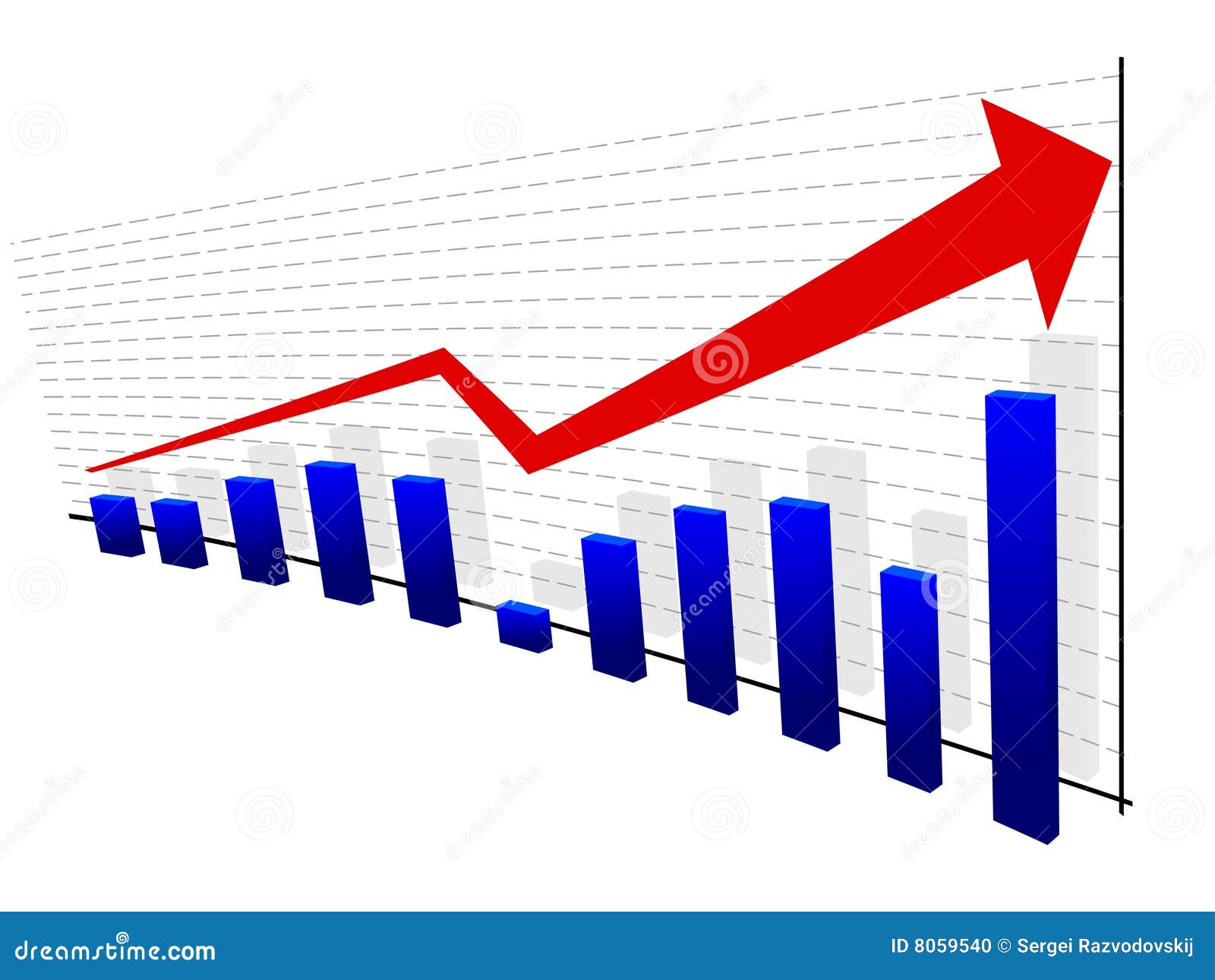 Graph with red arrow stock illustration. Illustration of sign - 8059540