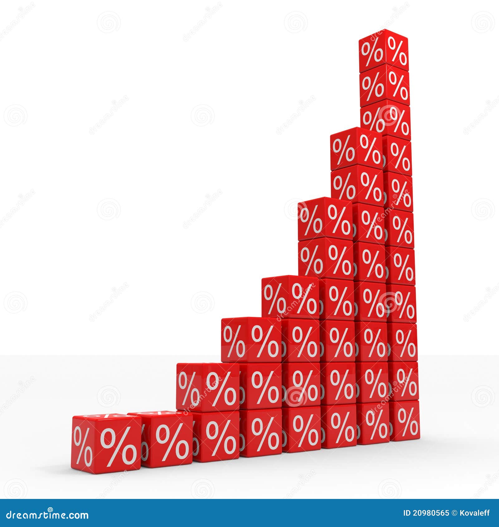 Graph from Red Cubes with Percents Stock Illustration - Illustration of ...