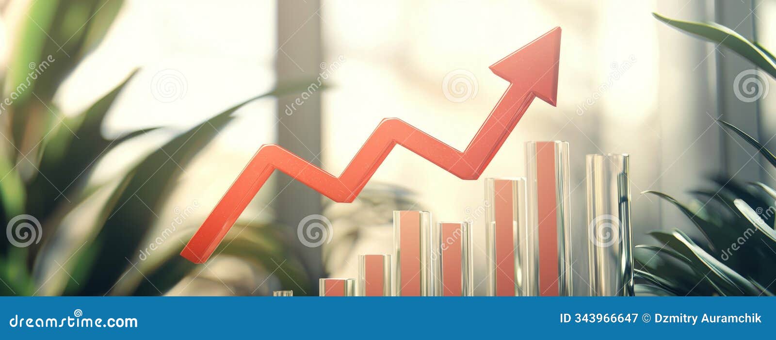 Graph with Red Upward Trend Arrow on White Background. 3D Model Stock ...