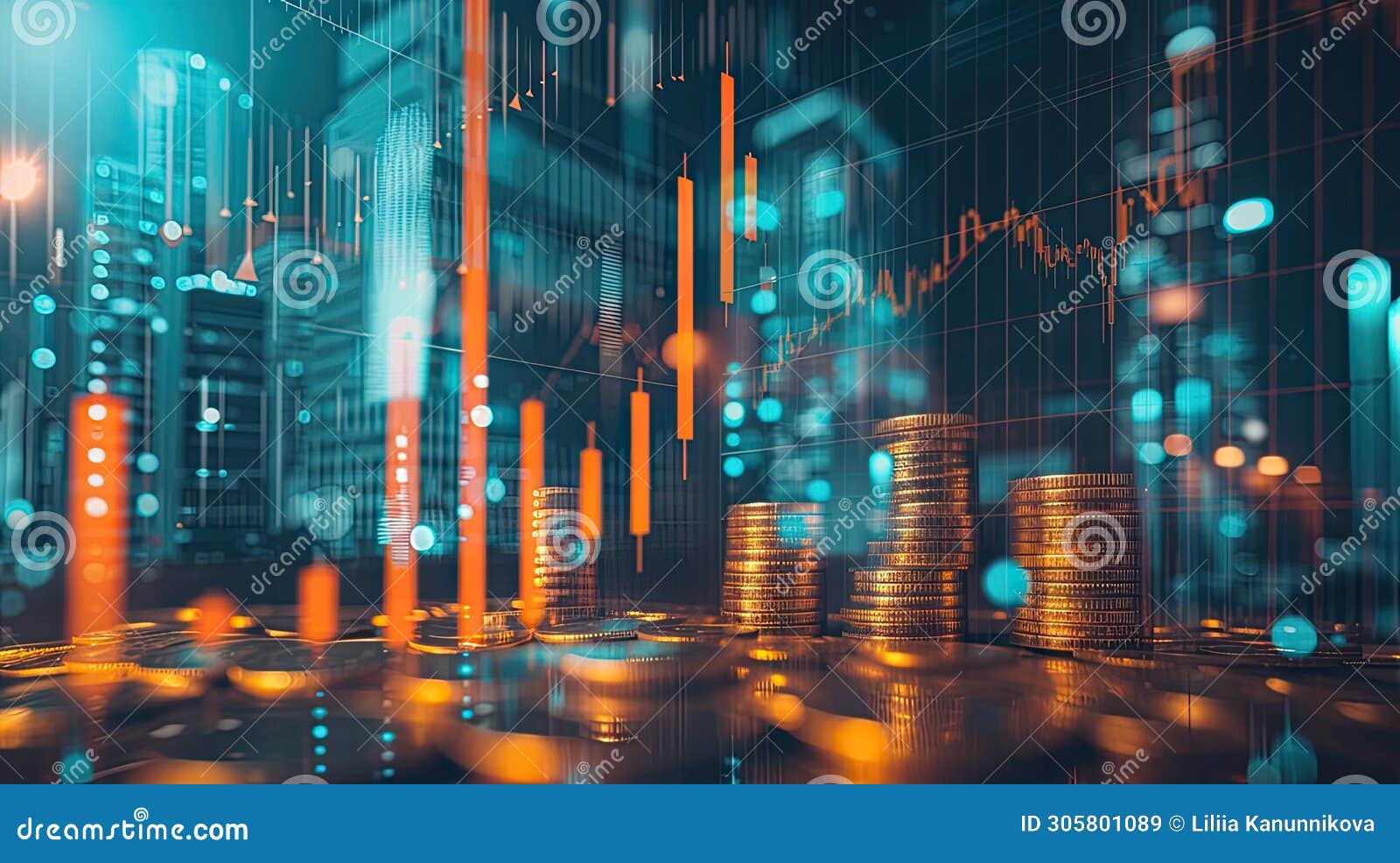 A Graph Representing Financial Trends and Lines of Coins, Visually ...