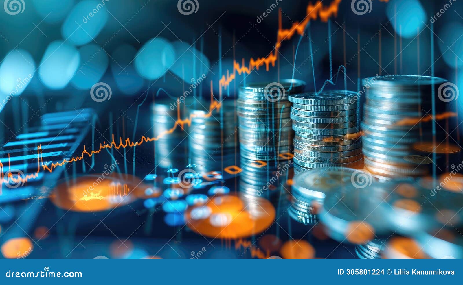 A Graph Representing Financial Trends and Lines of Coins, Visually ...