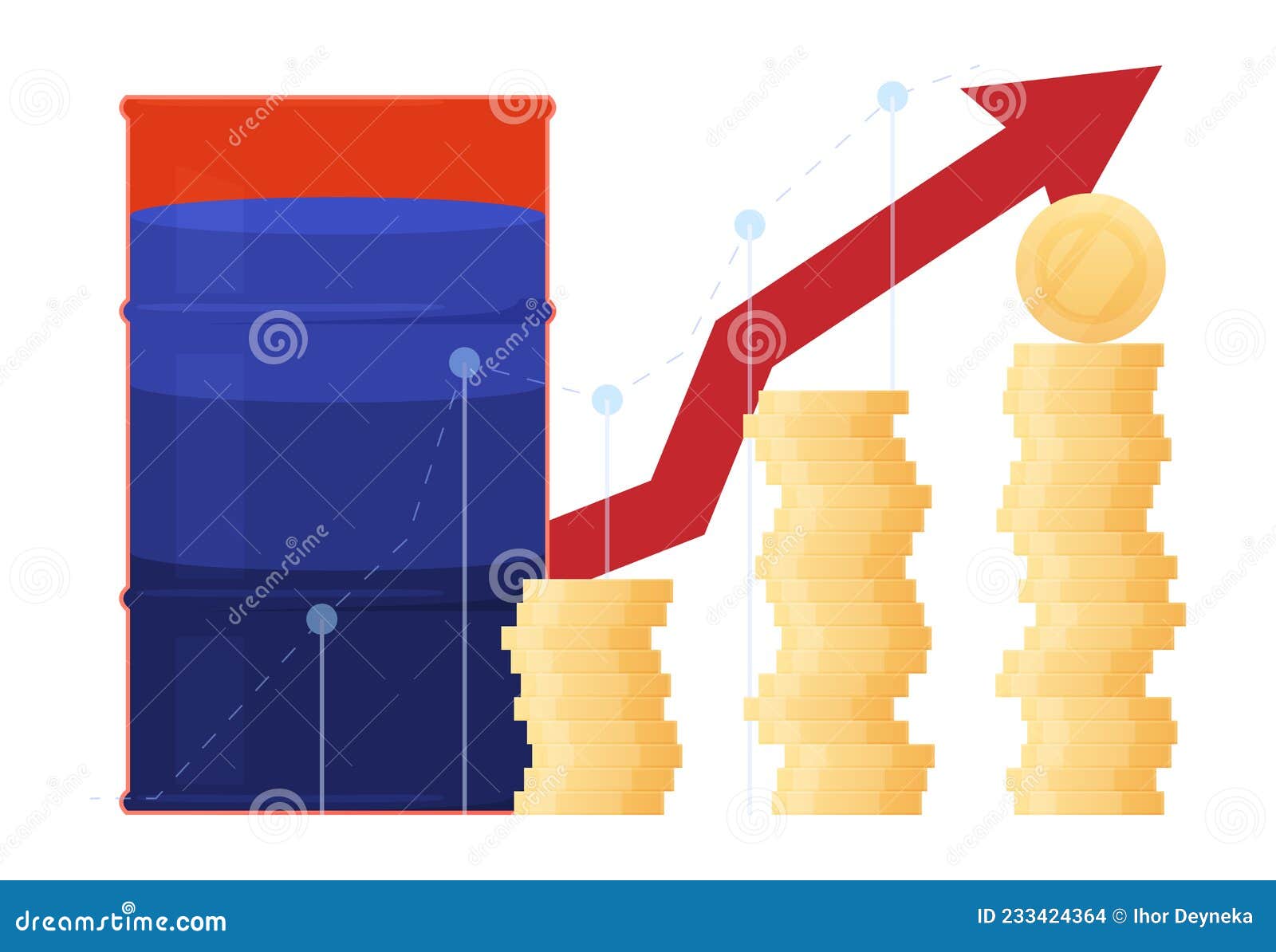 Graph of Rising Oil Prices. Barrel of Oil in Section. Vector ...