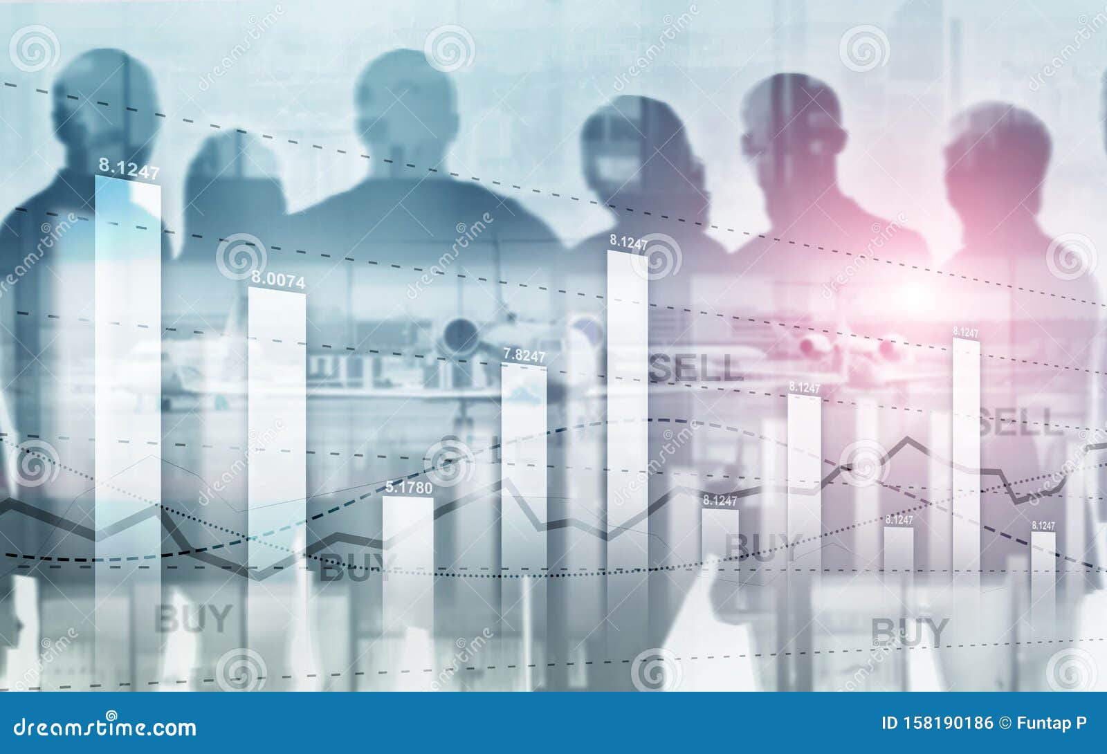 Graph on Rows of Coins. Financial Stock Trading Graph Chart Diagram ...
