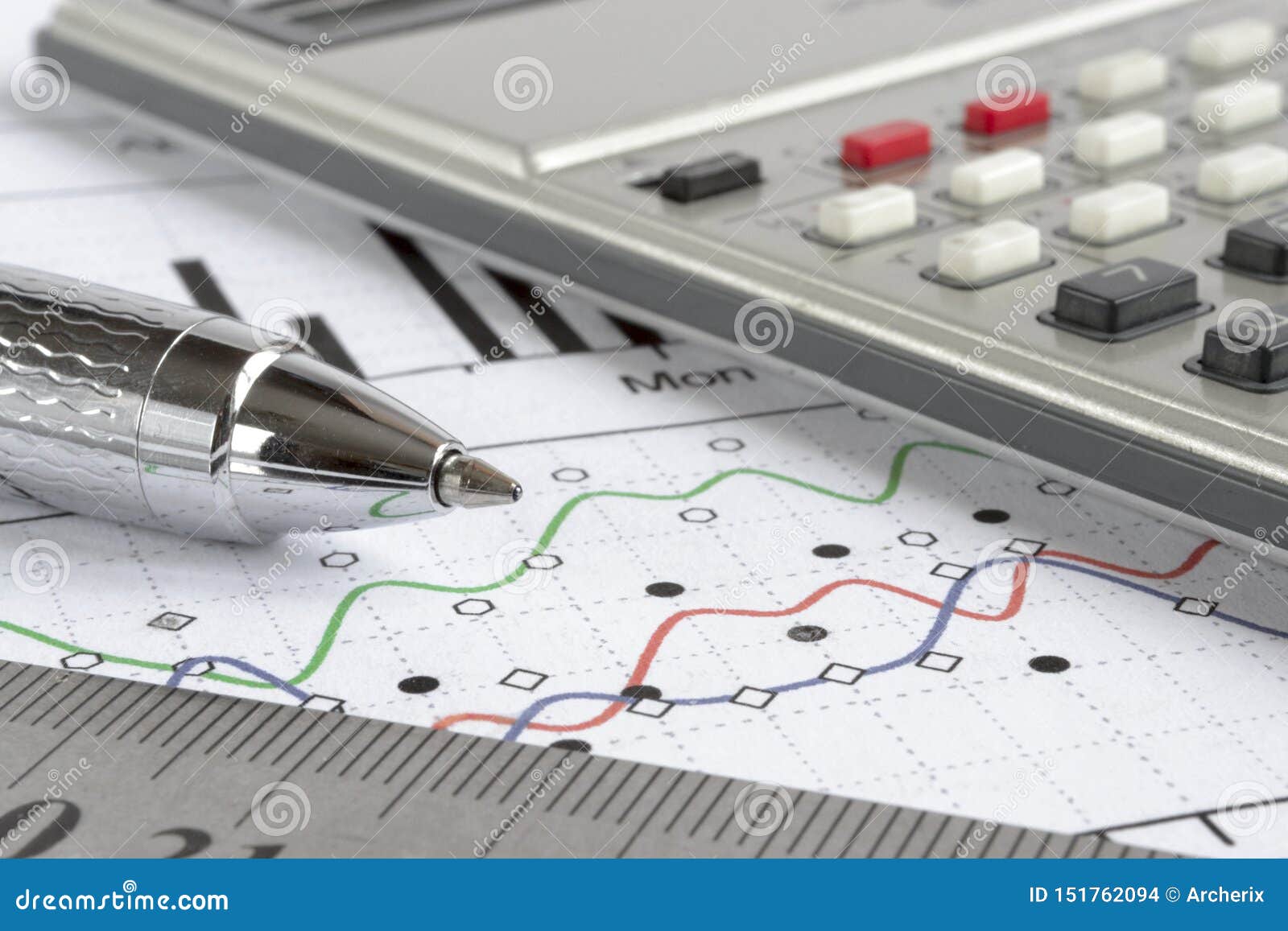 Graph, Ruler and Calculator Stock Photo - Image of contemporary, global ...