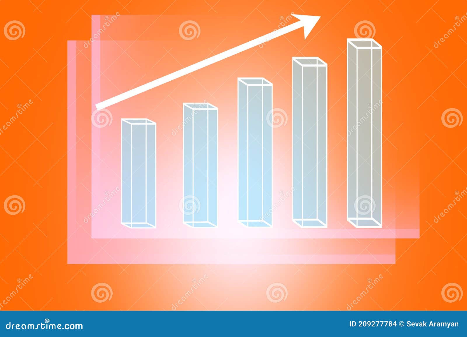 Graph in Screen on Orange Background. Stock Illustration - Illustration ...
