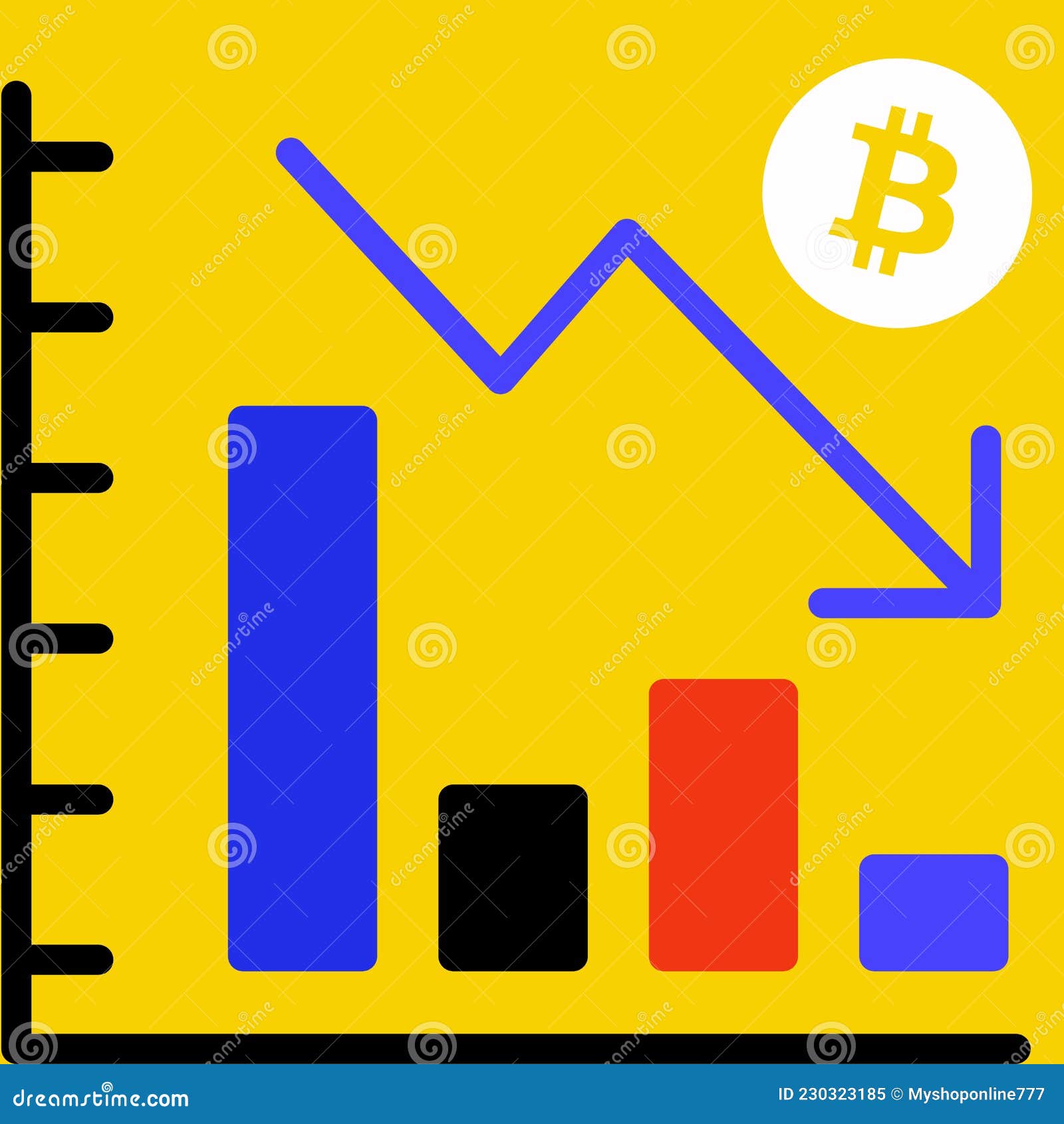 Graph Showing Decrease of Bitcoin Value Stock Illustration - Illustration of gold, value: 230323185