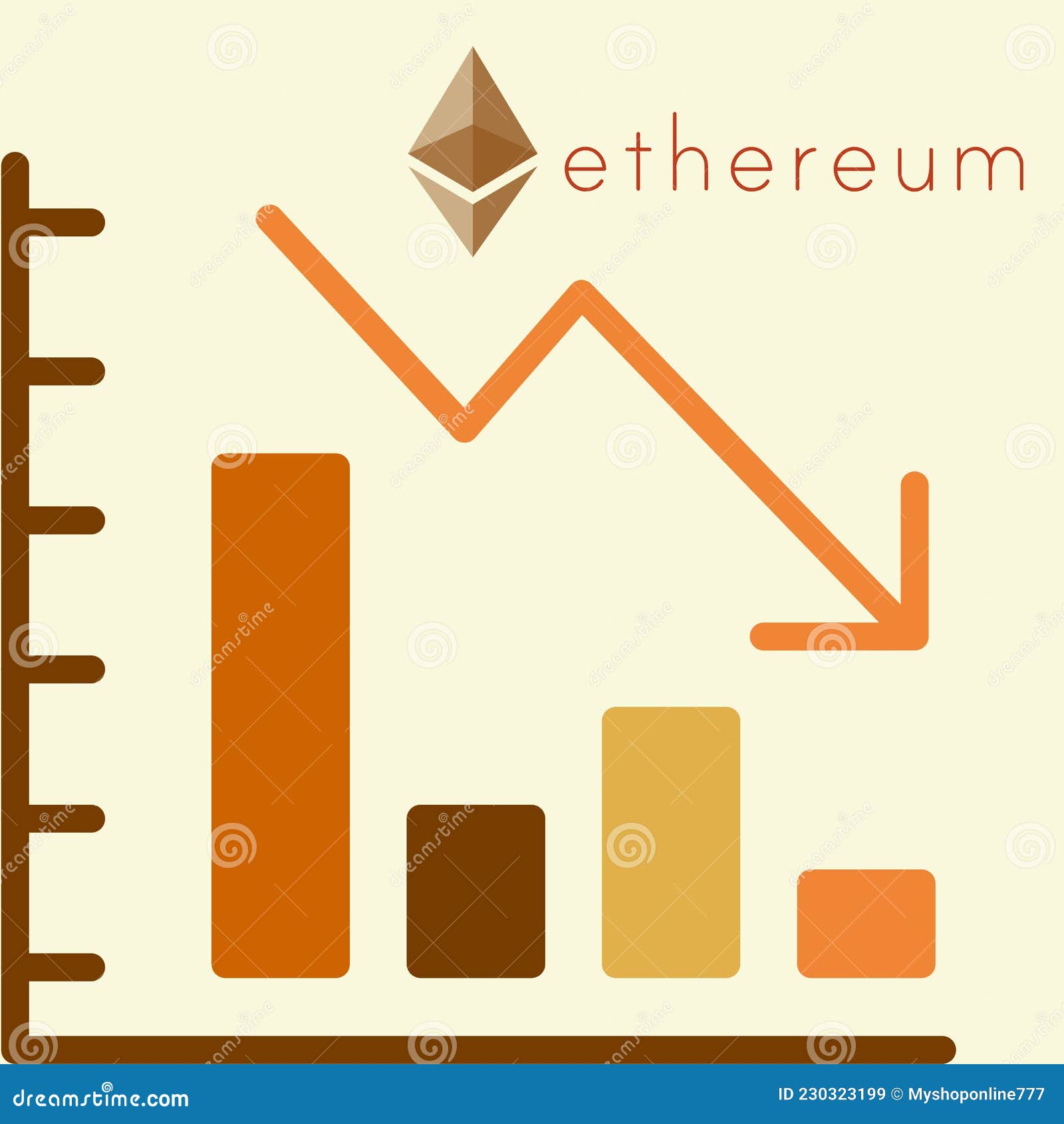 Graph Showing Decrease of Ethereum Coin Value Editorial Stock Image - Illustration of token ...