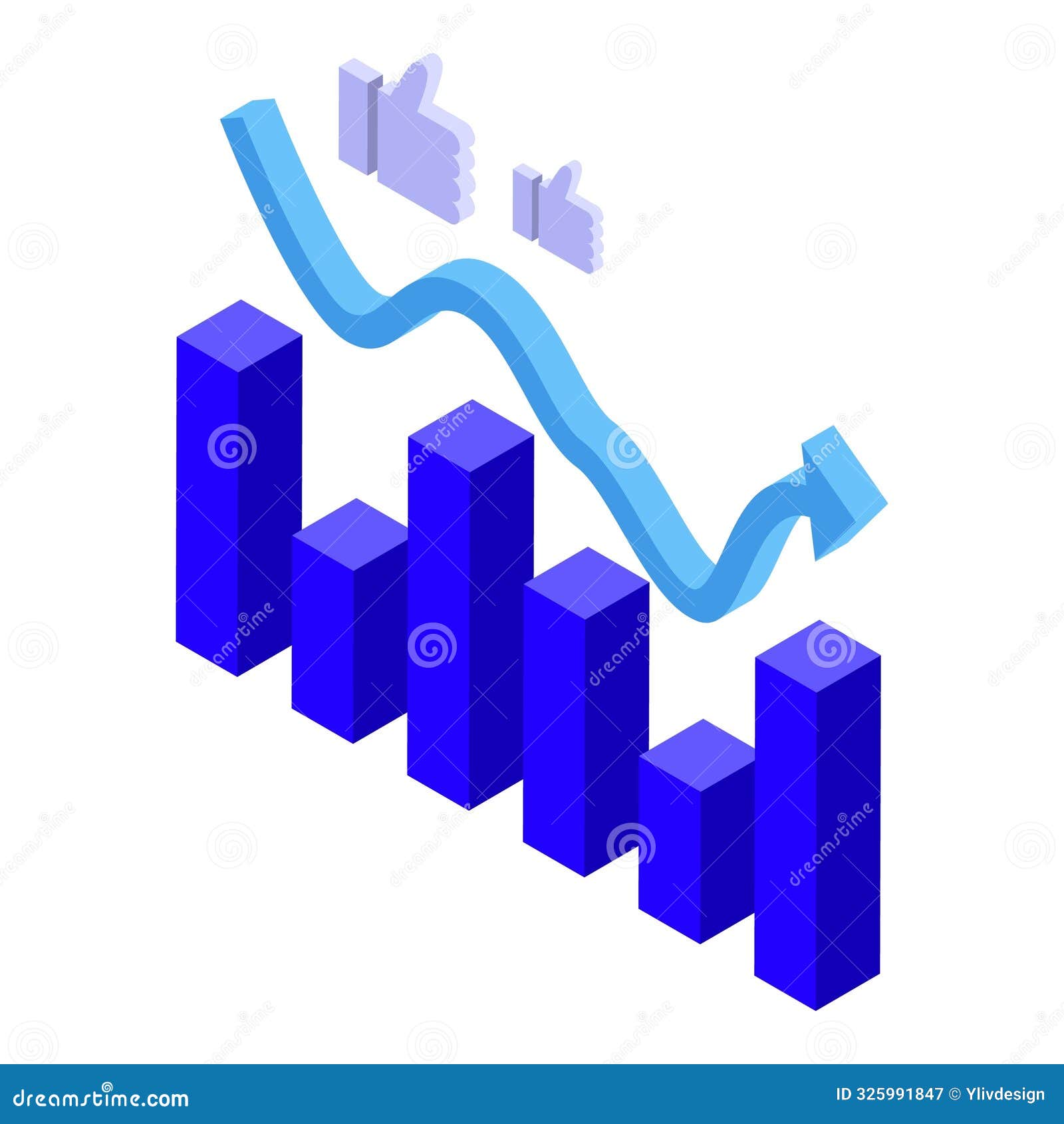 Graph Showing Decrease in Social Media Marketing with Thumbs Up Icons Stock Vector ...