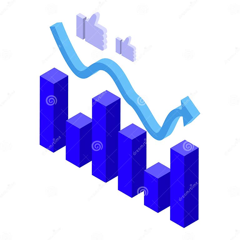 Graph Showing Decrease in Social Media Marketing with Thumbs Up Icons Stock Vector ...