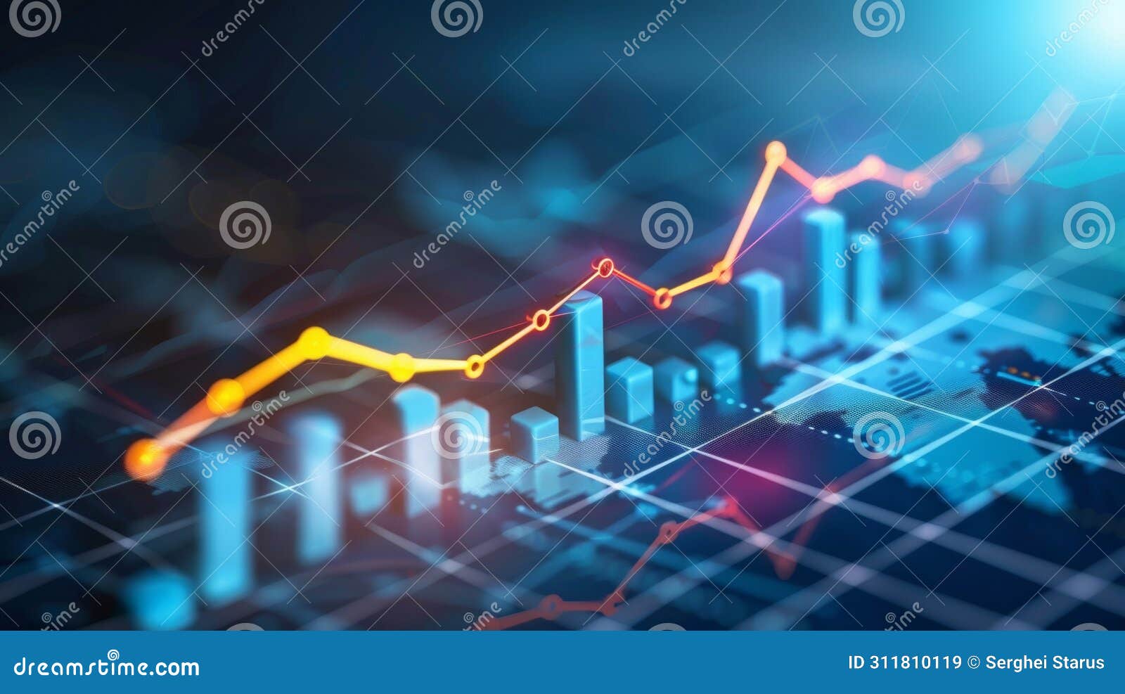 A Graph Is Shown On A Screen With An Arrow Pointing Up, AI Stock Image ...