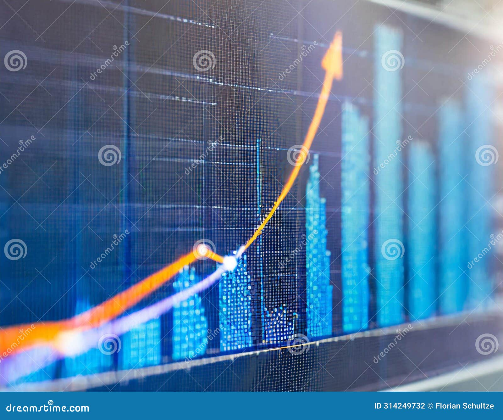 A Graph is Shown on a Screen with an Arrow Pointing Up Stock ...