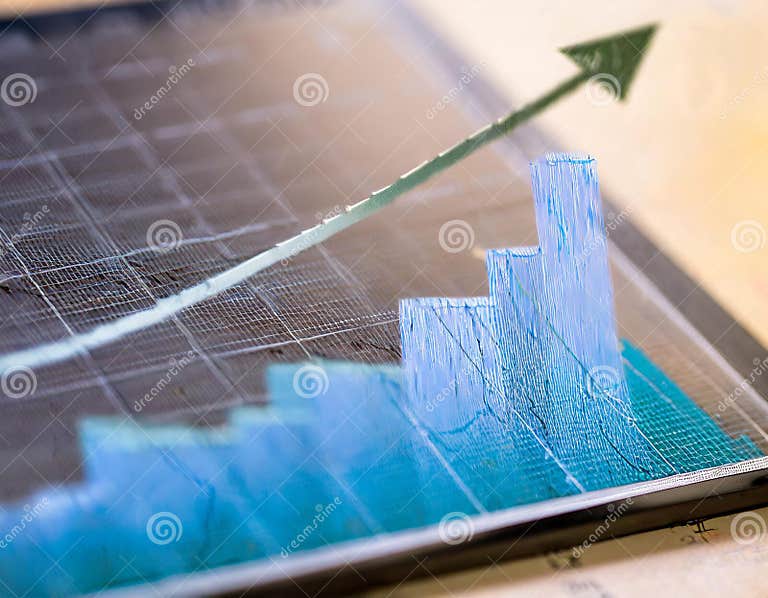 A Graph is Shown on a Screen with an Arrow Pointing Up Stock ...