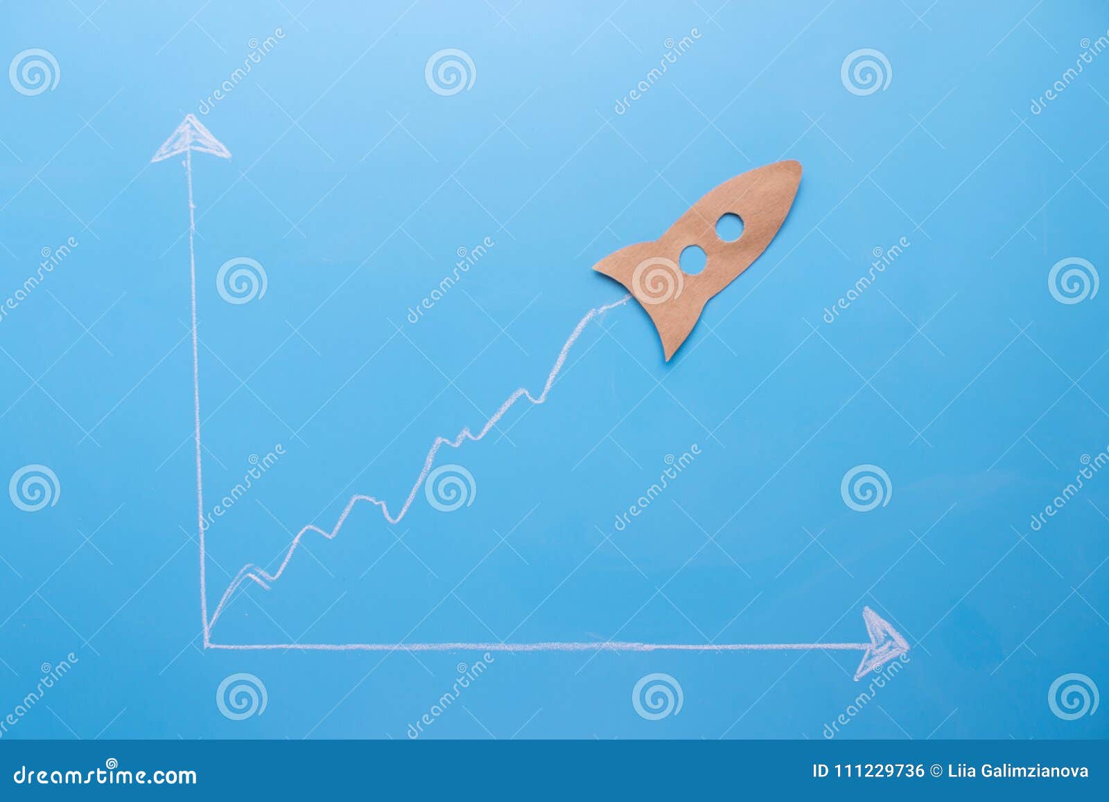 Graph Sketch and a Paper Rocket on it. Stock Illustration ...