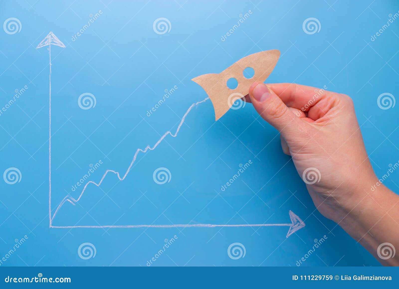 Graph Sketch and a Paper Rocket on it. Stock Illustration ...