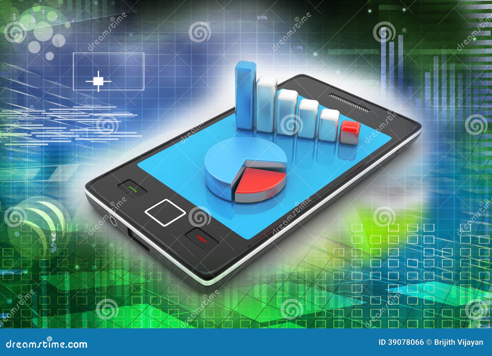 Graph on smart phone stock illustration. Illustration of classic - 39078066
