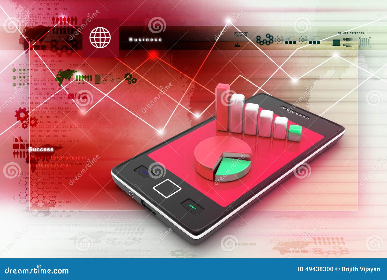 Graph on smart phone stock illustration. Illustration of internet ...