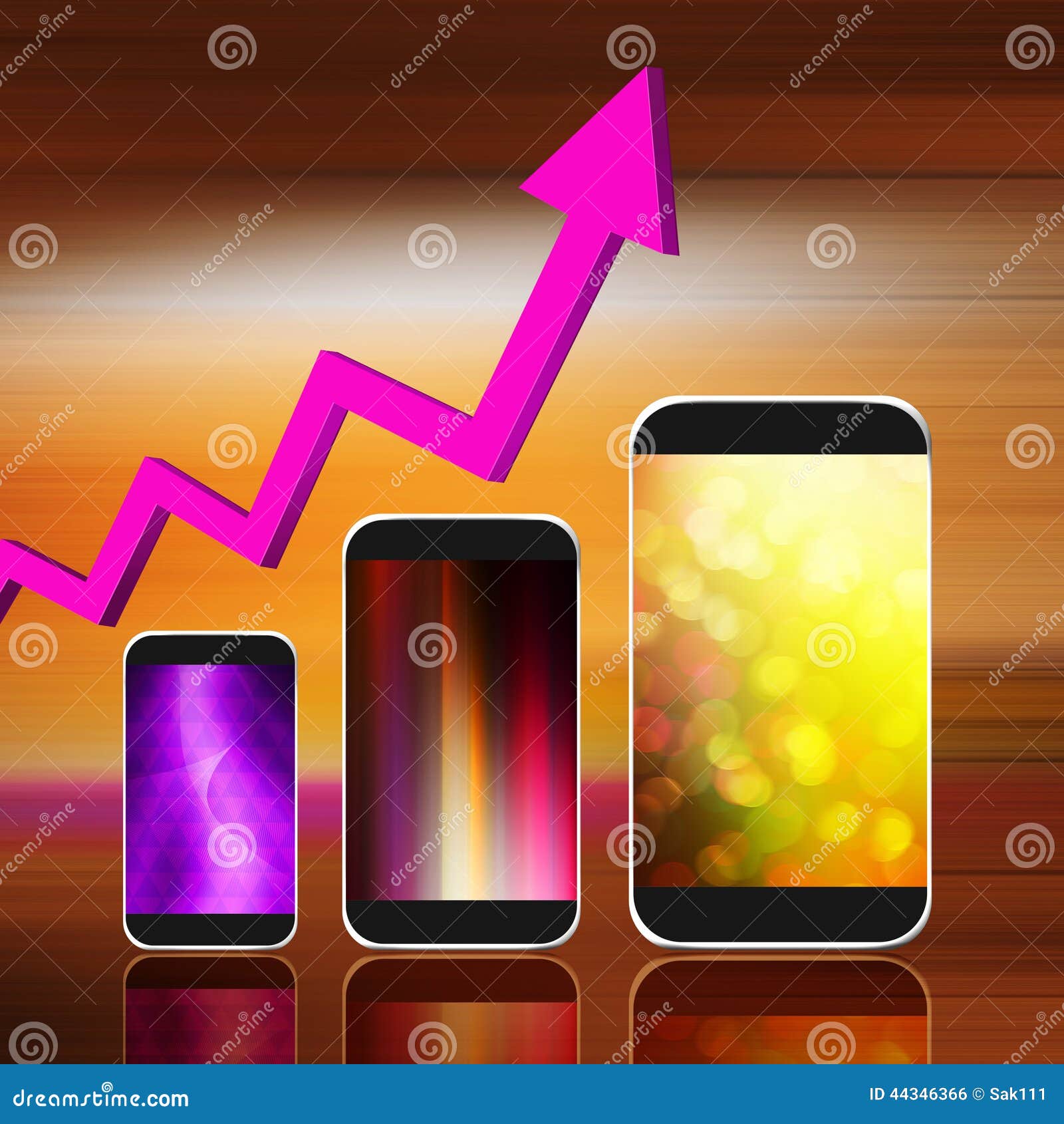 Graph with Smartphone on Abstract Background,cell Phone Illust Stock ...