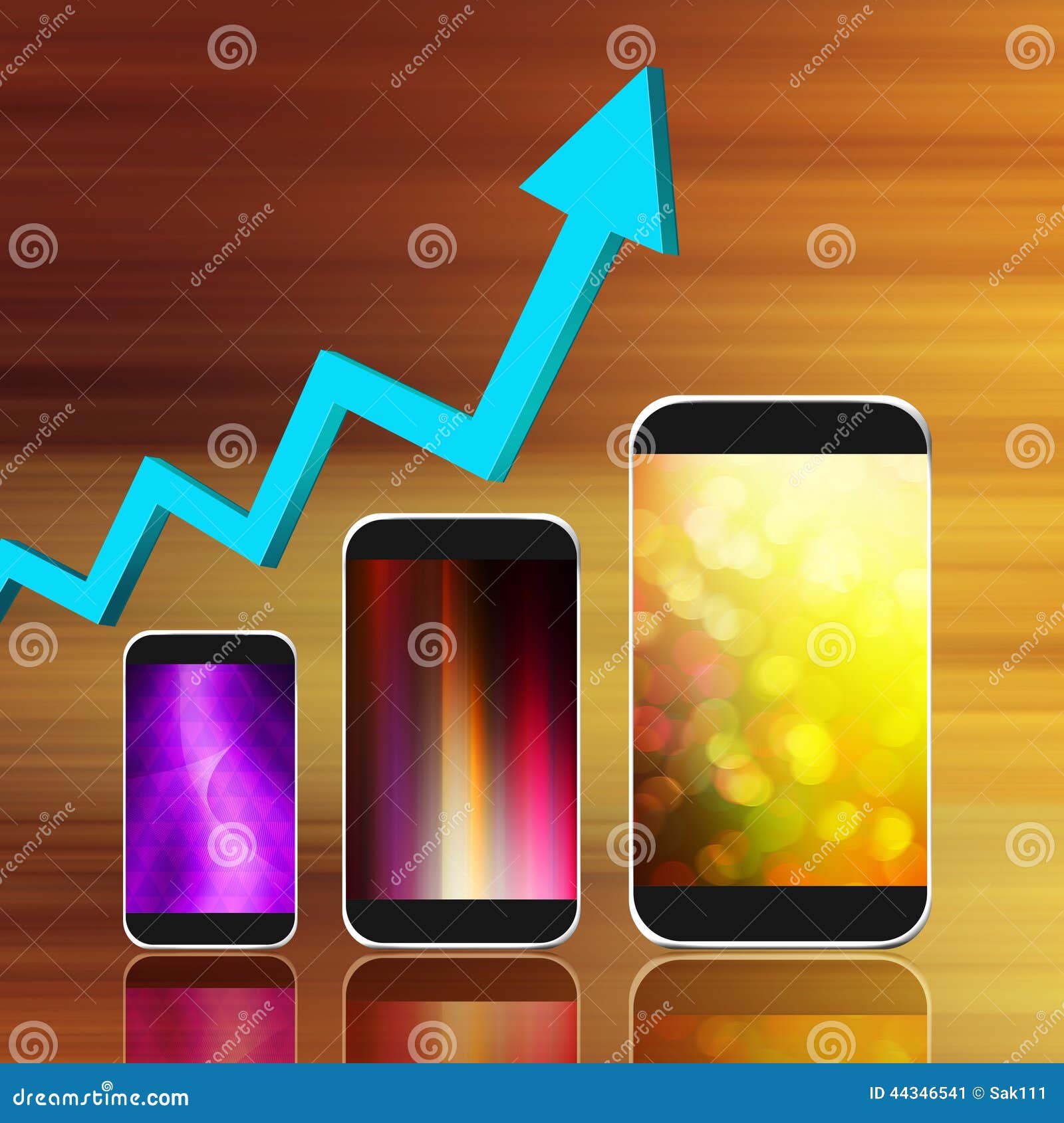 Graph with Smartphone on Abstract Background,cell Phone Illust Stock ...