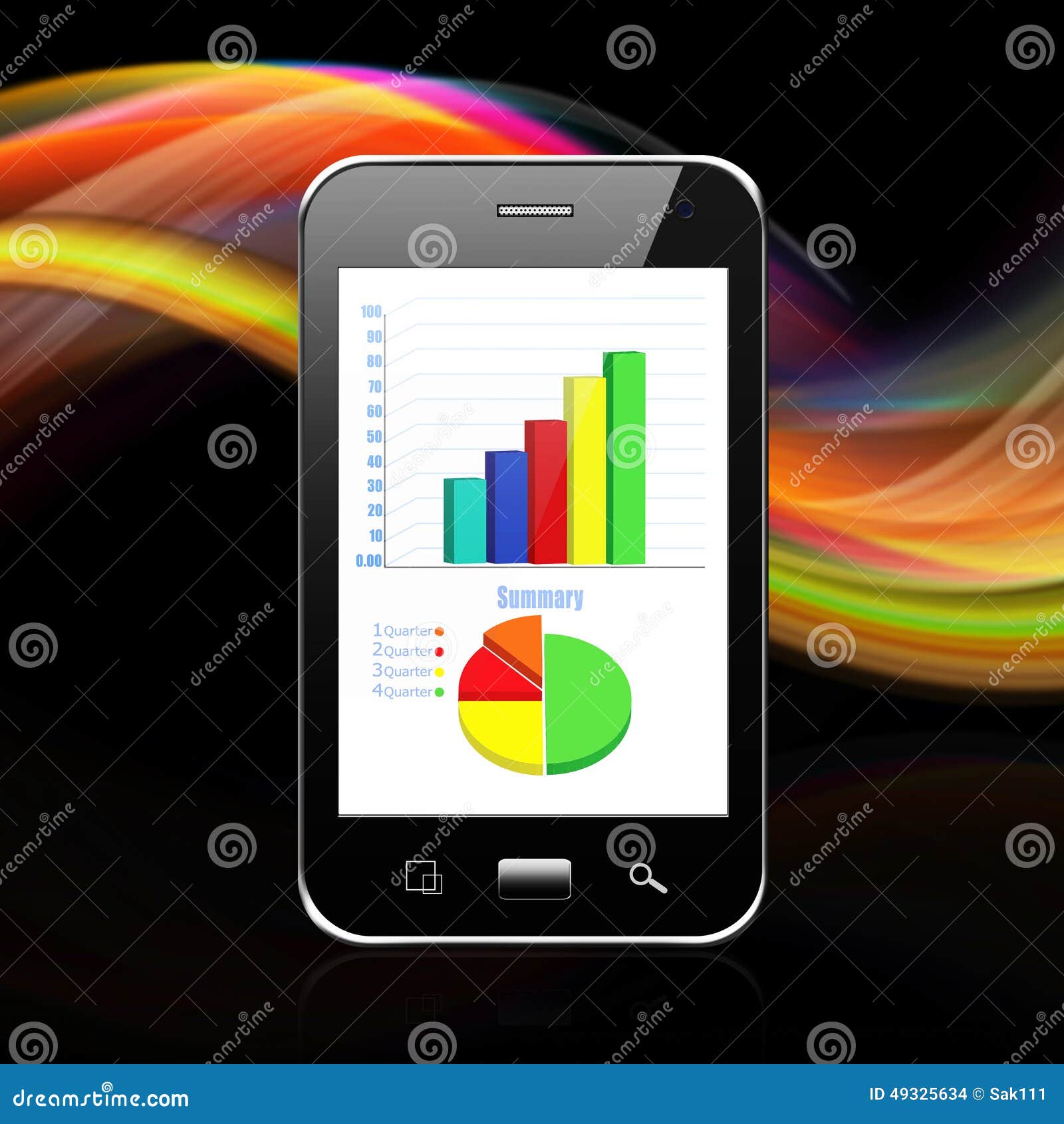 Graph on Smartphone,cell Phone Illustration Stock Illustration ...