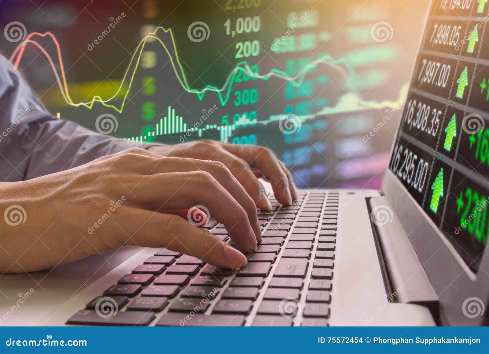 Graph of Stock Market Data and Financial with the View from LED Stock ...