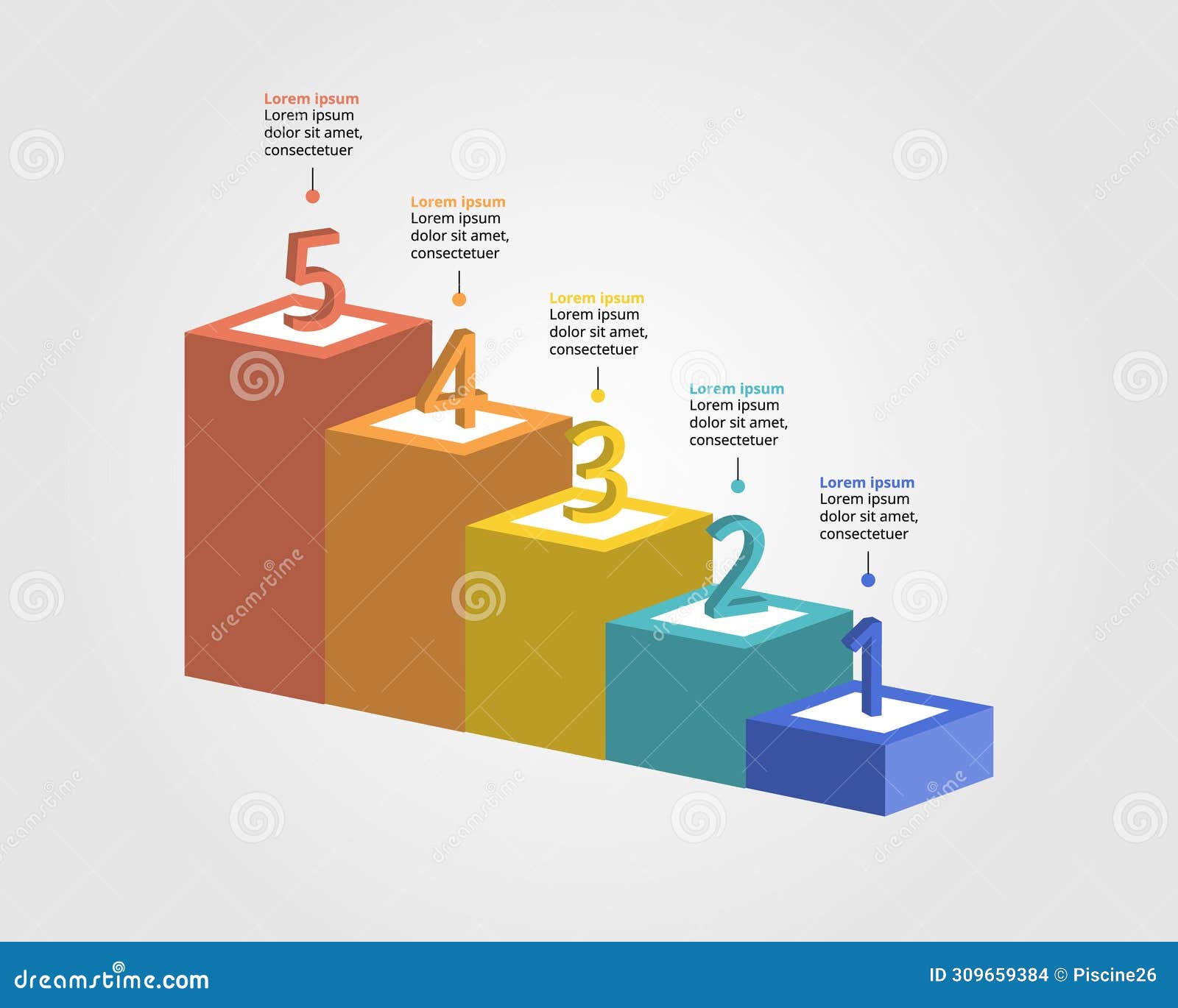Graph Template Level Number for Infographic for Presentation for 5 ...