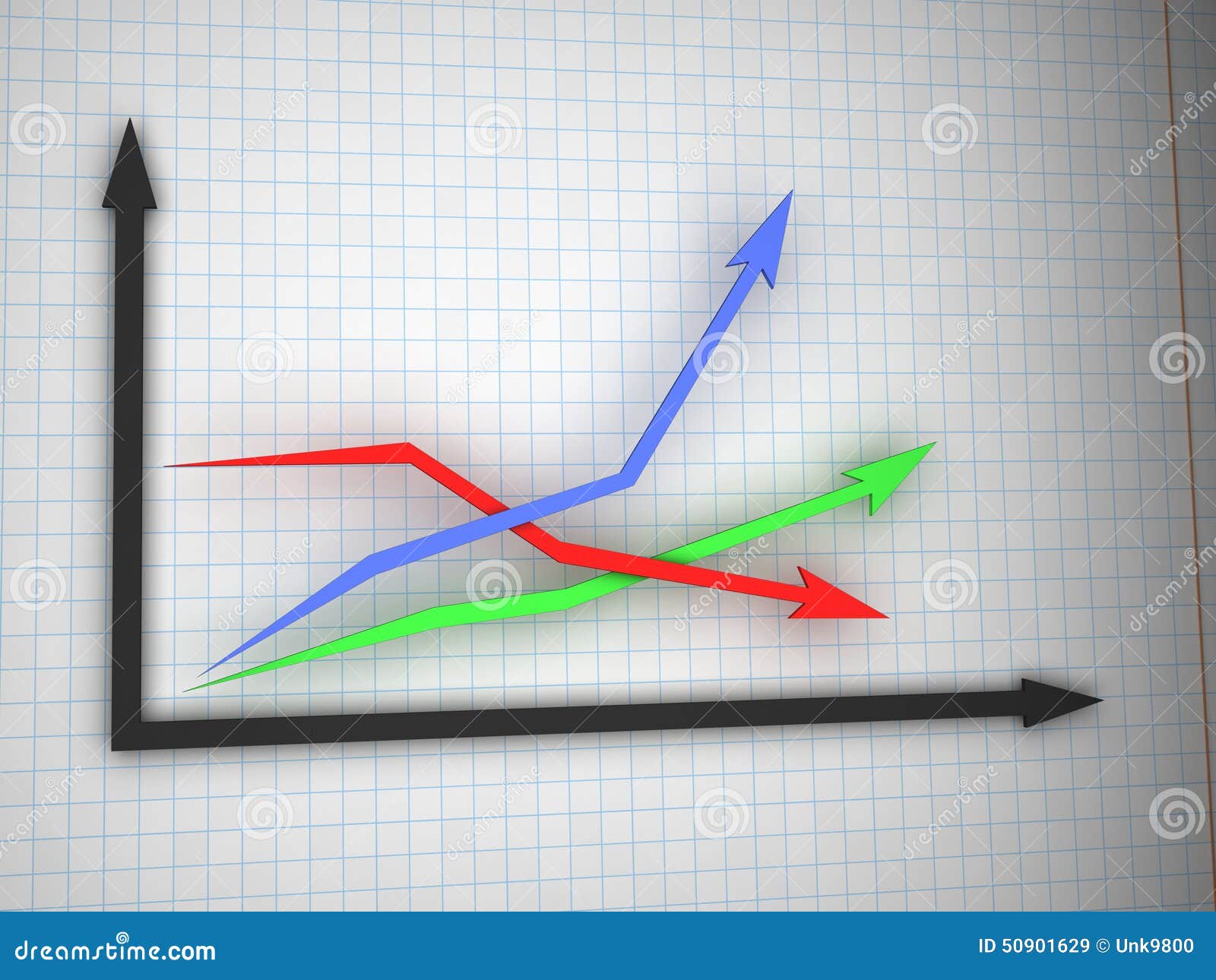 Graph with three arrows stock illustration. Illustration of graph ...