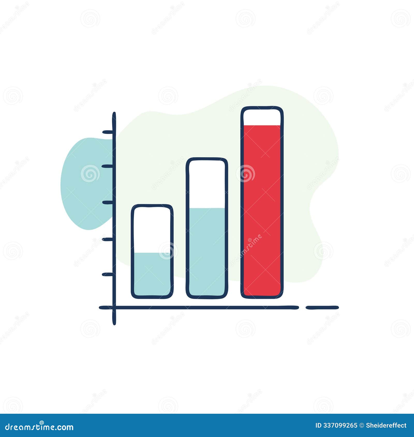 A Graph with Three Bars, One Red and Two Blue, is Shown Stock ...