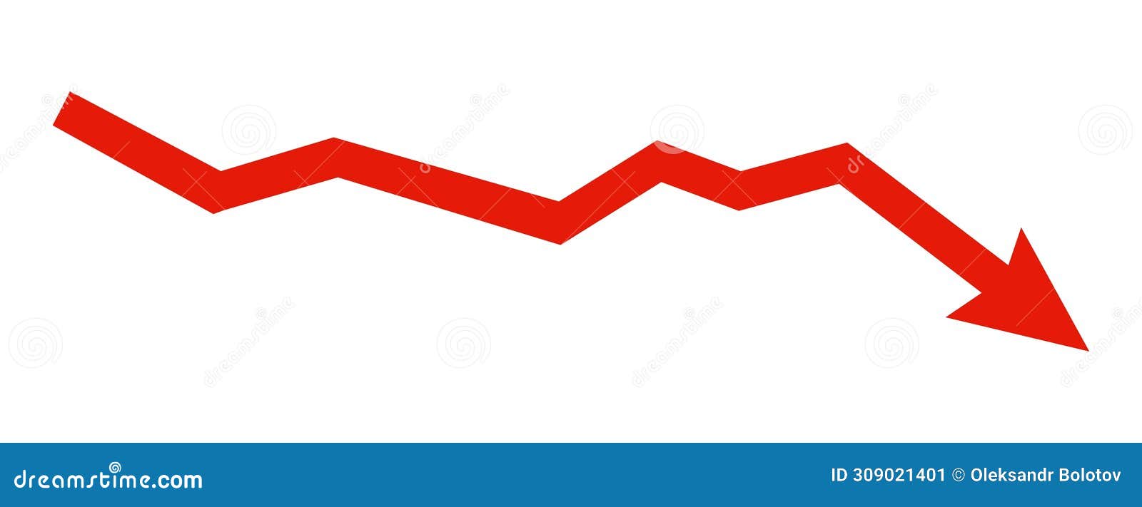 Graph with Trend Line with Arrow Going Down in Flat Style. Vector ...
