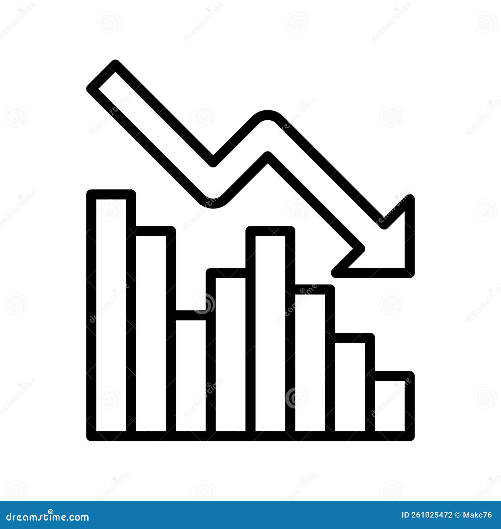Graph Trending Downwards. Arrow Pointing Down on Graph Stock Vector ...