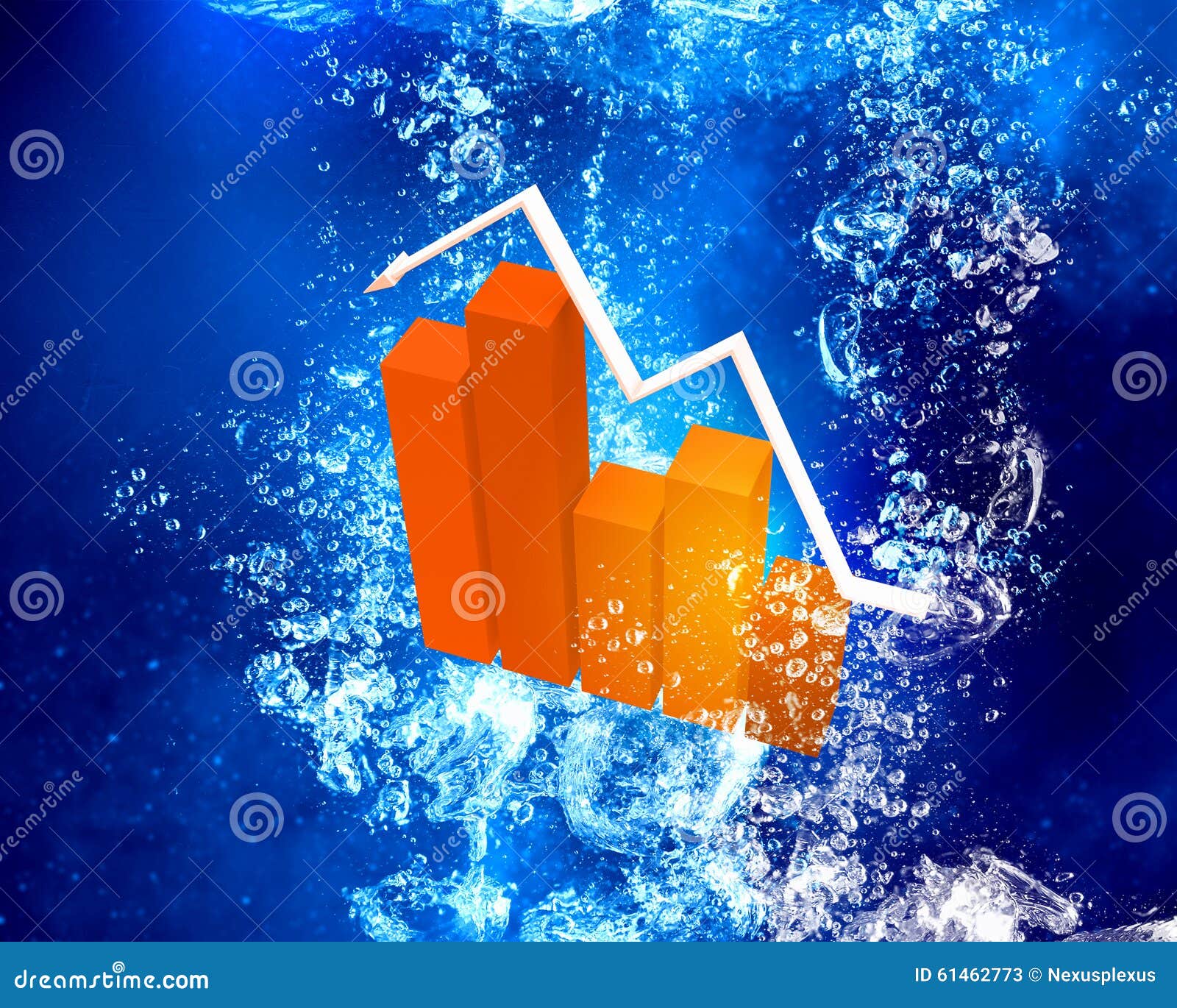 Graph under water stock image. Image of progress, fall - 61462773