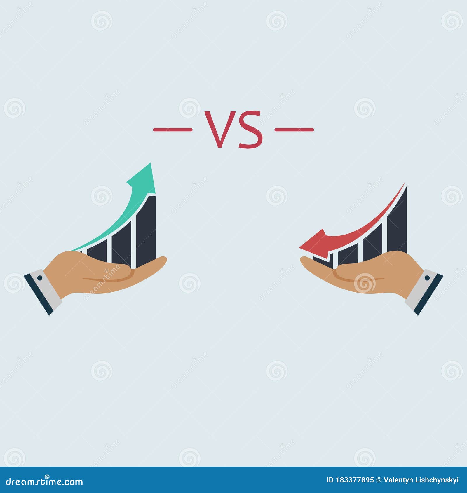 Graph Up Against Graph Down in Hand. Vector Symbol Stock Vector ...