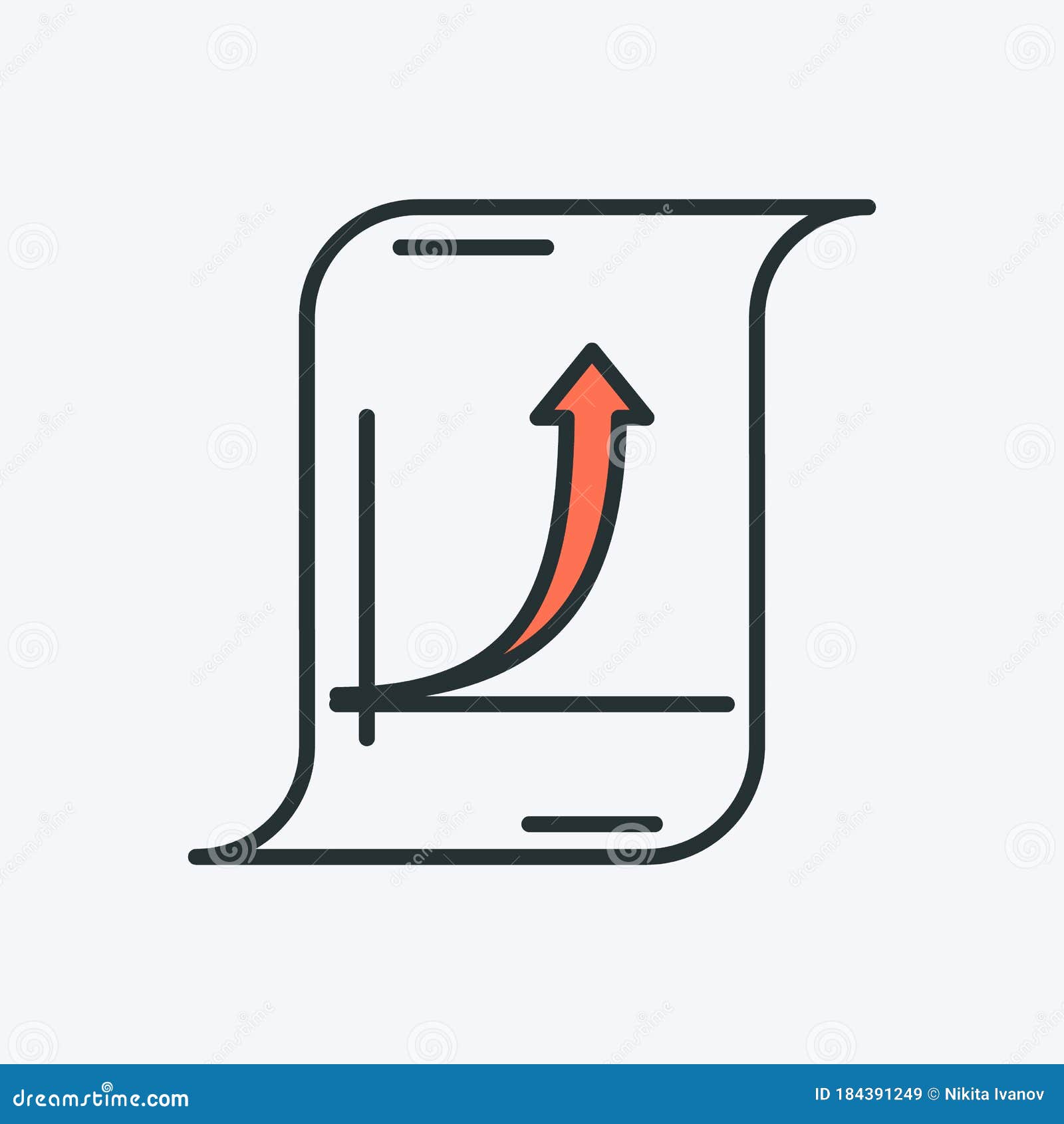 Graph with an Up Arrow Icon in Frame. Vector Illustration of a Graph ...