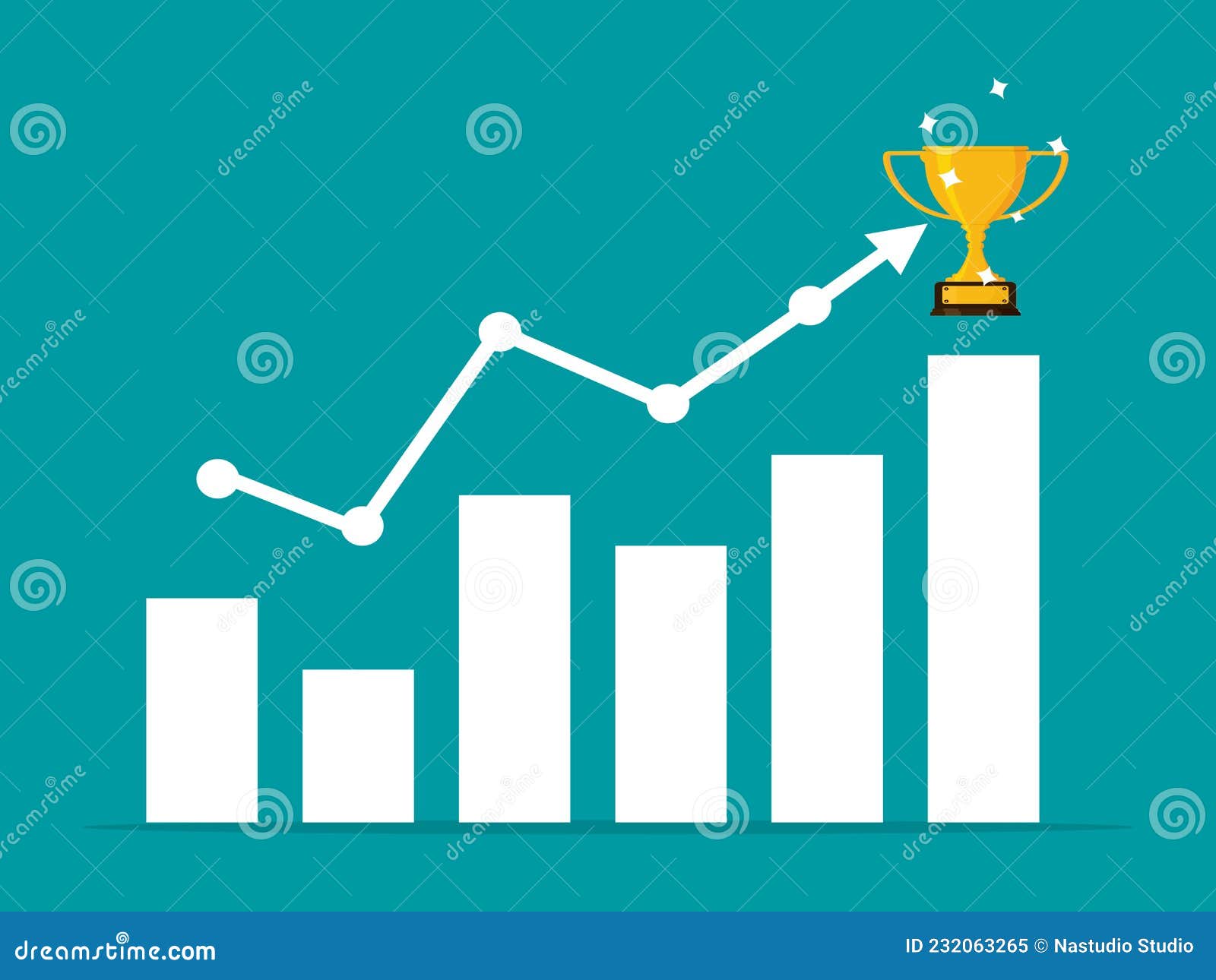 The Graph is Up and the Trophy is Placed on the Arrow. Business Victory ...