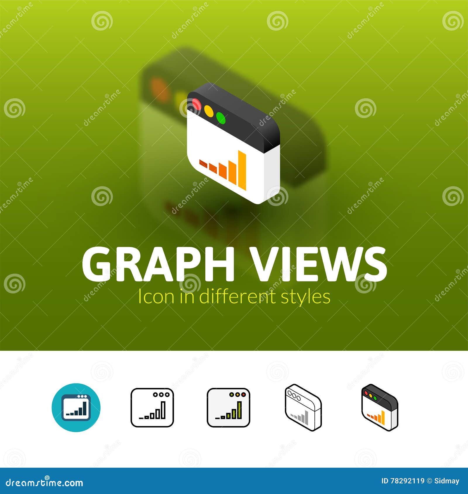 Graph Views Icon in Different Style Stock Vector - Illustration of flat ...
