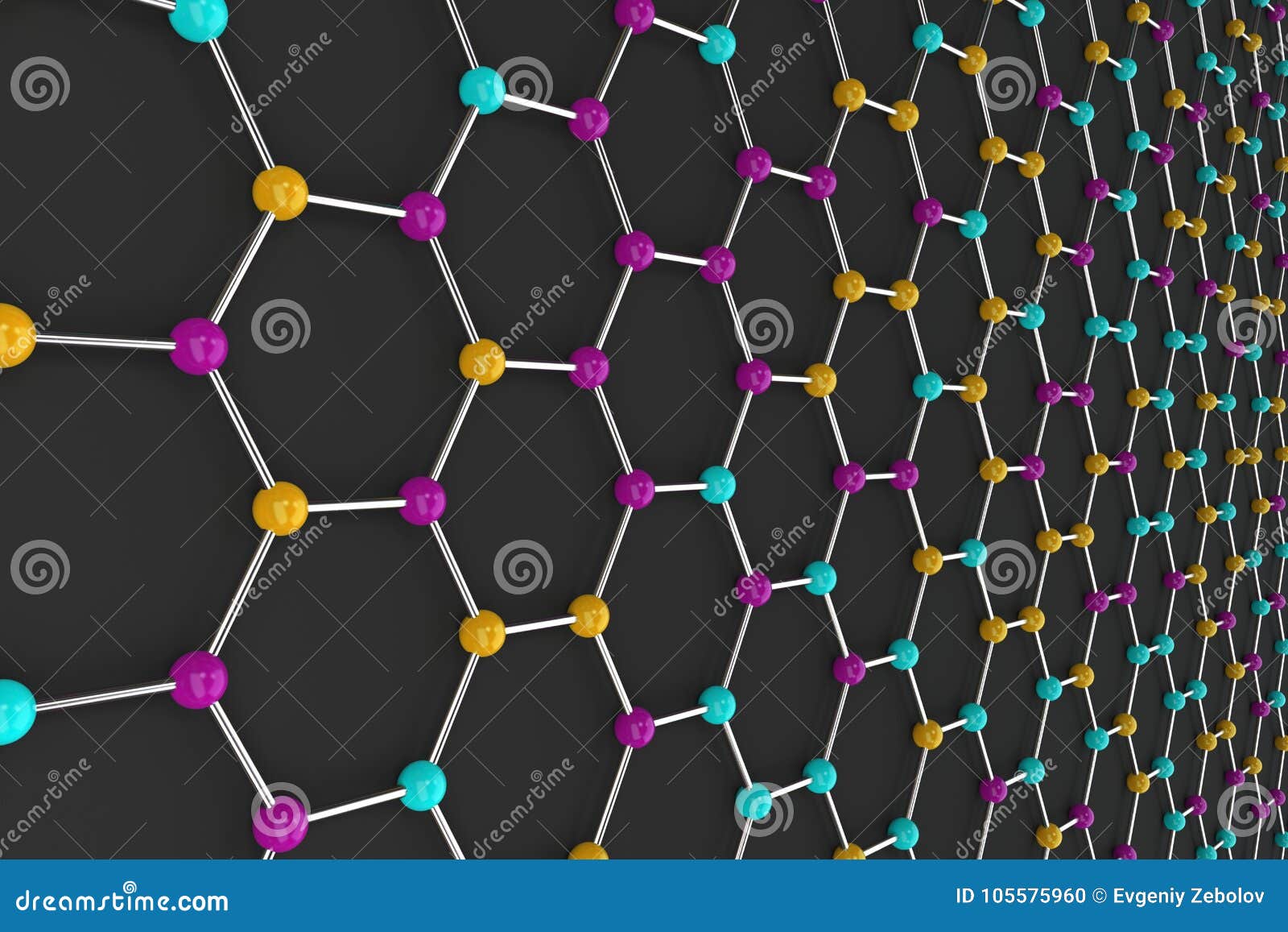 Graphene Atomic Structure on Black Background Stock Illustration ...