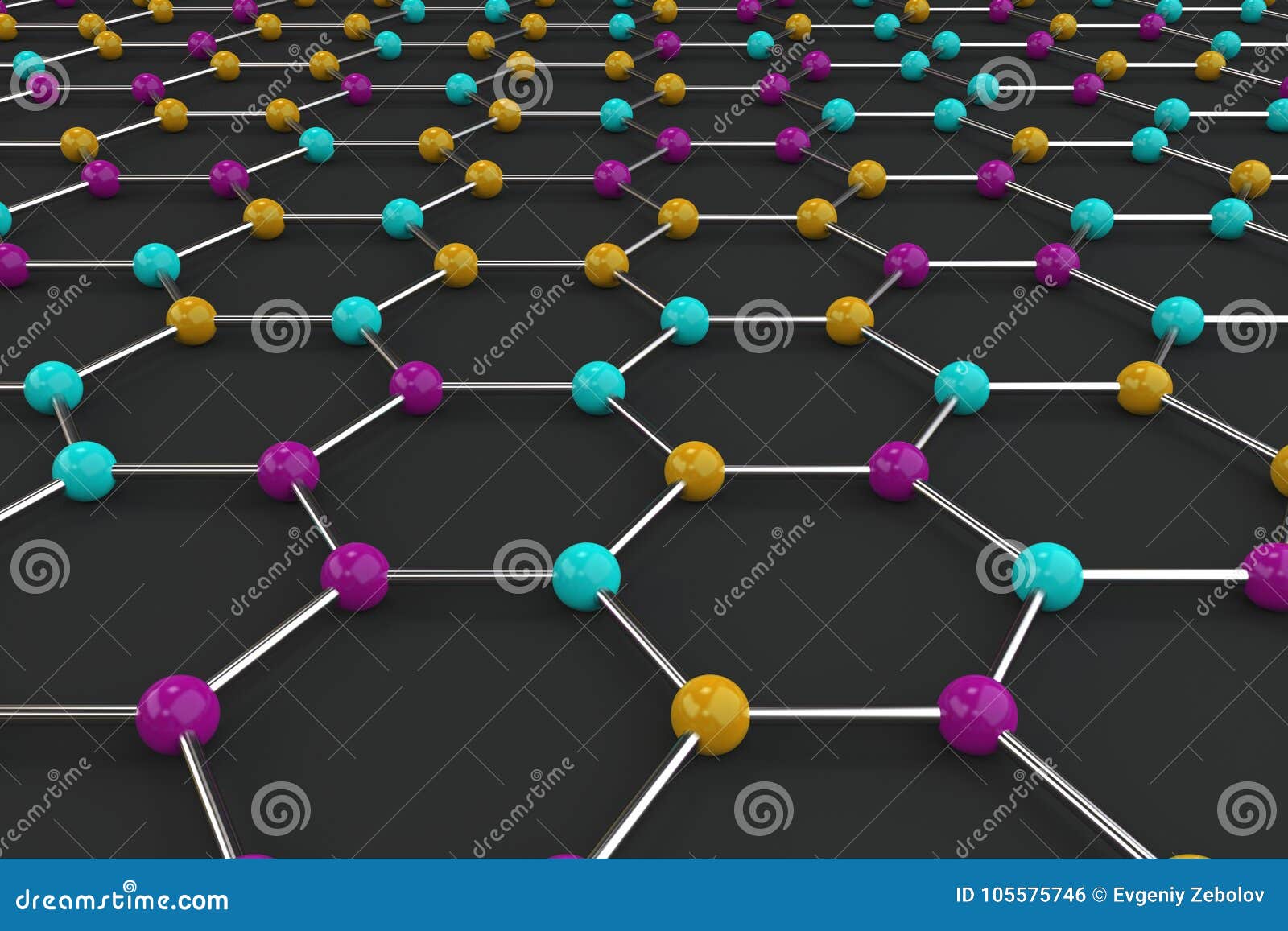 Graphene Atomic Structure on Black Background Stock Illustration ...
