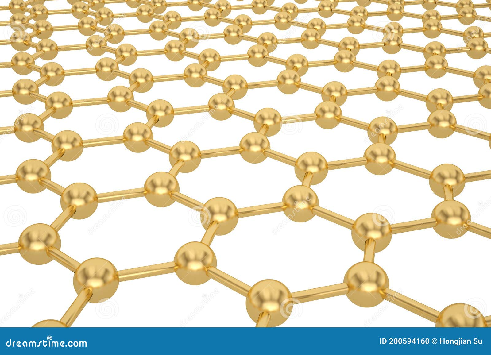 Graphene Concept, Hexagonal Atom Array, 3D Render. 3D Illustration ...