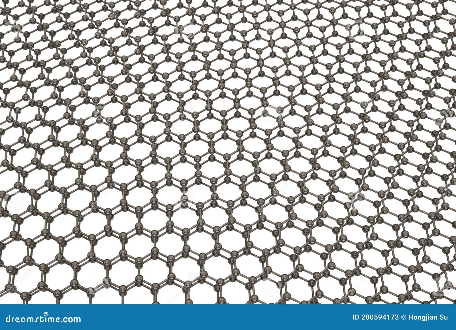 Graphene Concept, Hexagonal Atom Array, 3D Render. 3D Illustration ...